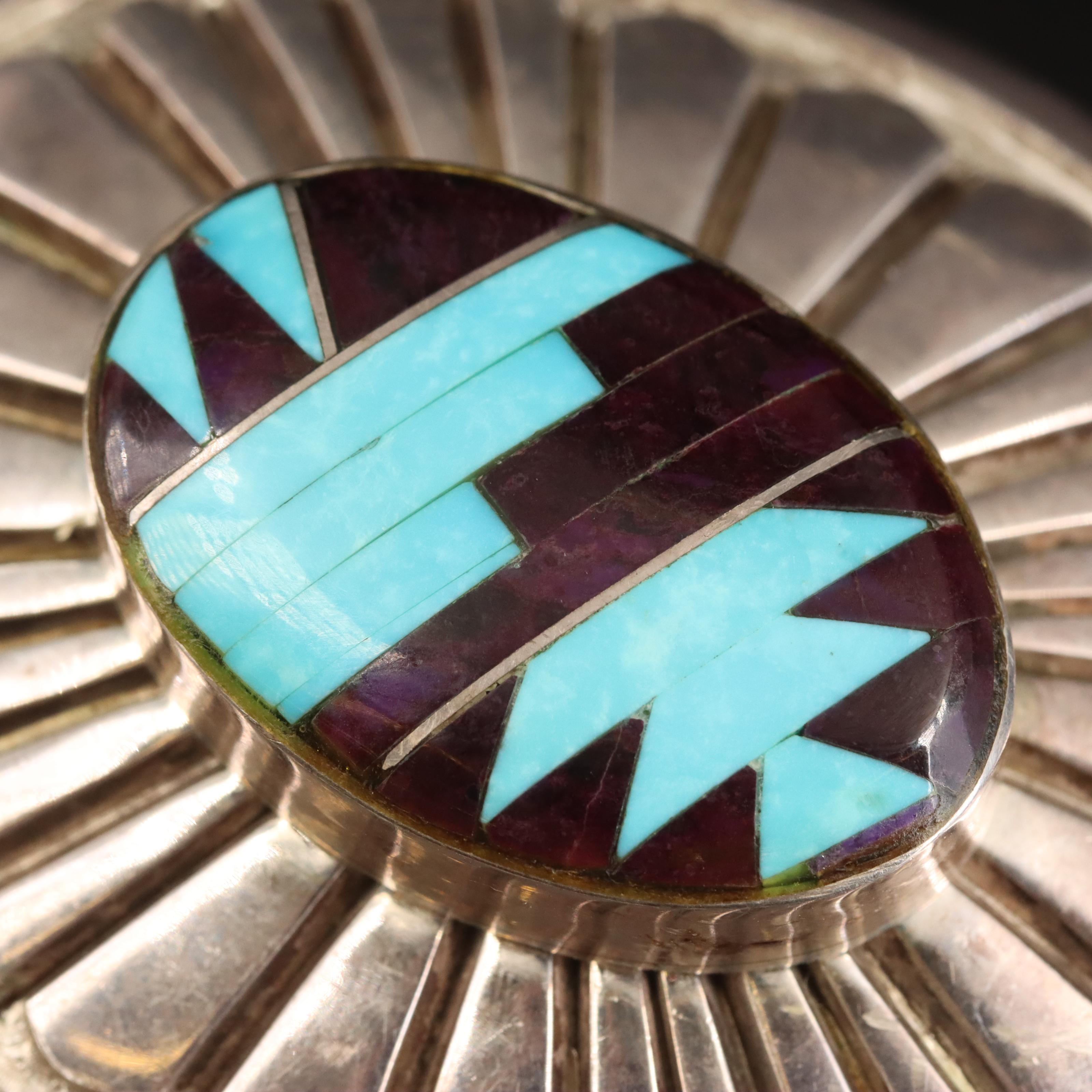 Tommy Jackson Navajo Diné Sterling Sugilite and Turquoise Inlay Belt ...