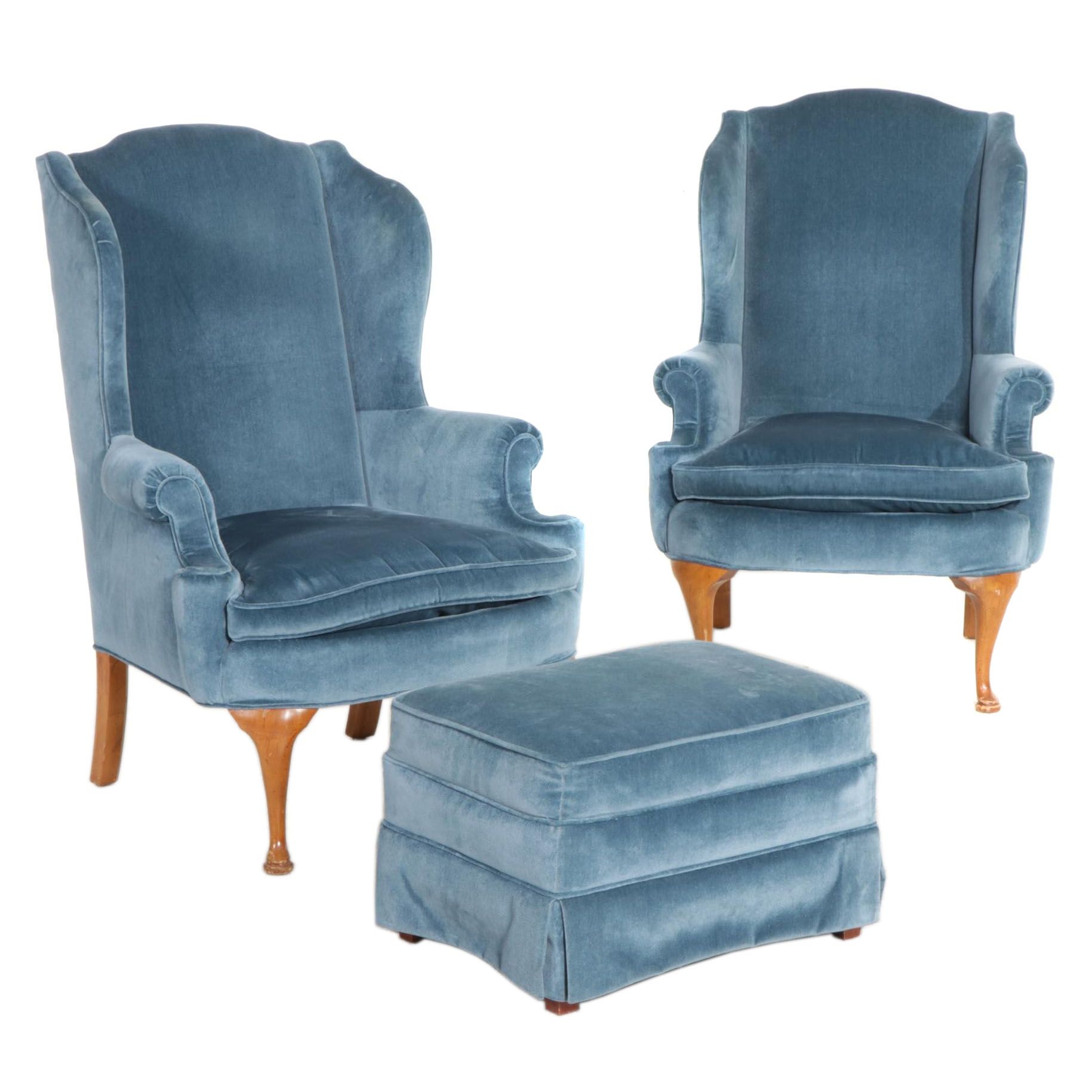 Queen Anne Style Upholstered Wingback Recliners by Lane Furniture | EBTH