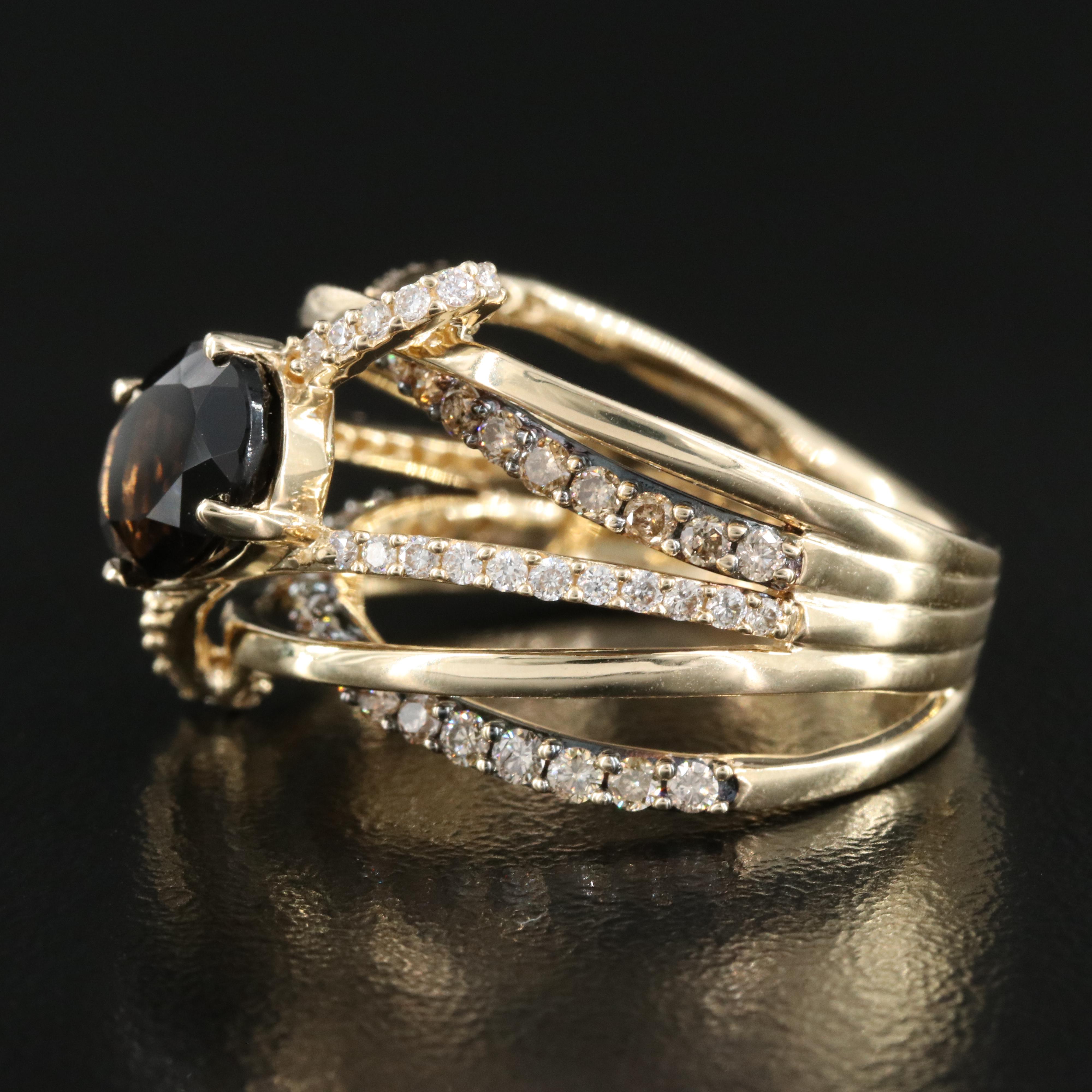 Le Vian 14K Smoky Quartz and Diamond High Low Ring | EBTH