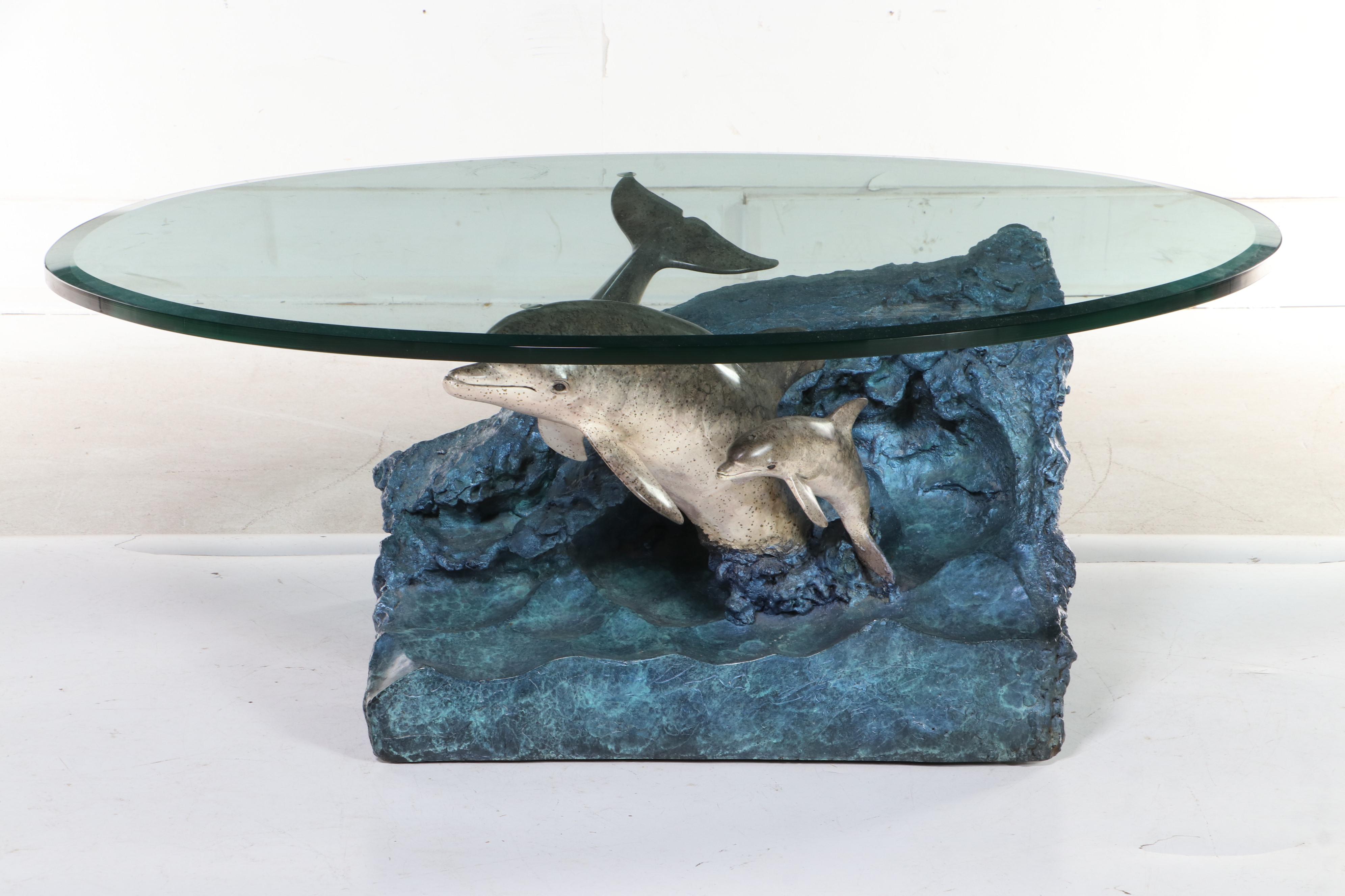 Wyland Galleries Cast Bronze Sculpted "Dolphin Experience" Coffee Table ...