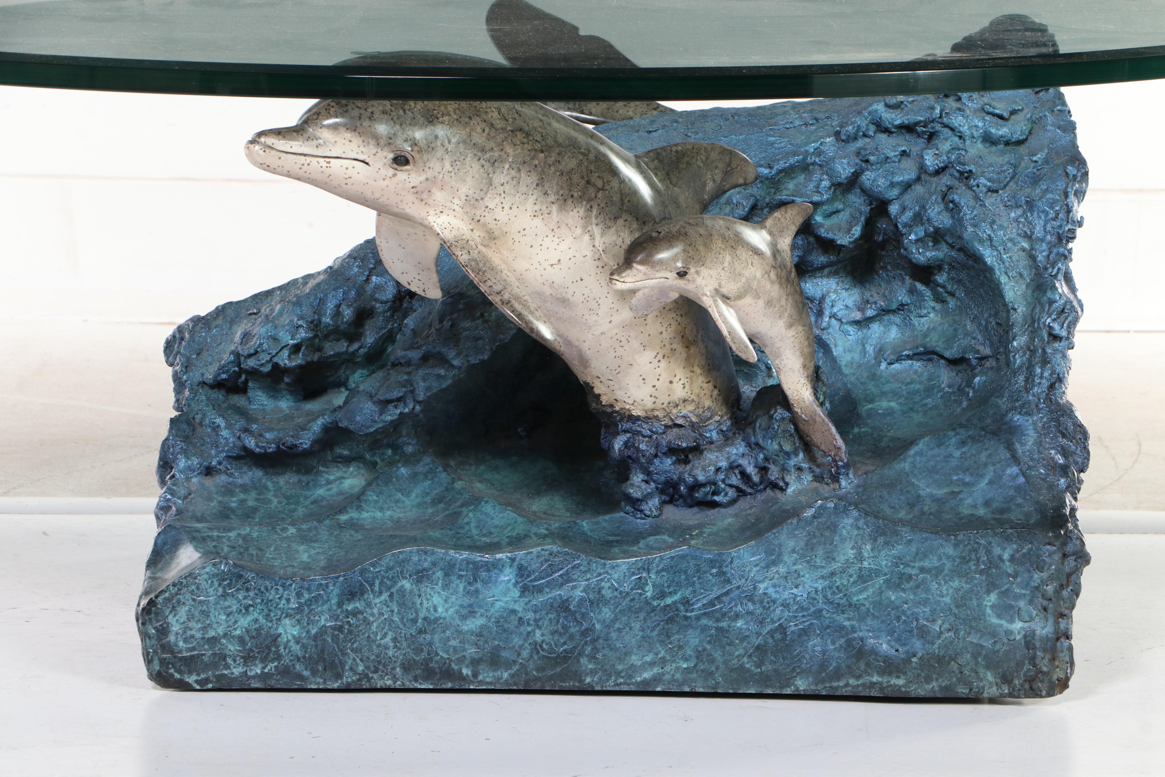 Wyland Galleries Cast Bronze Sculpted "Dolphin Experience" Coffee Table ...