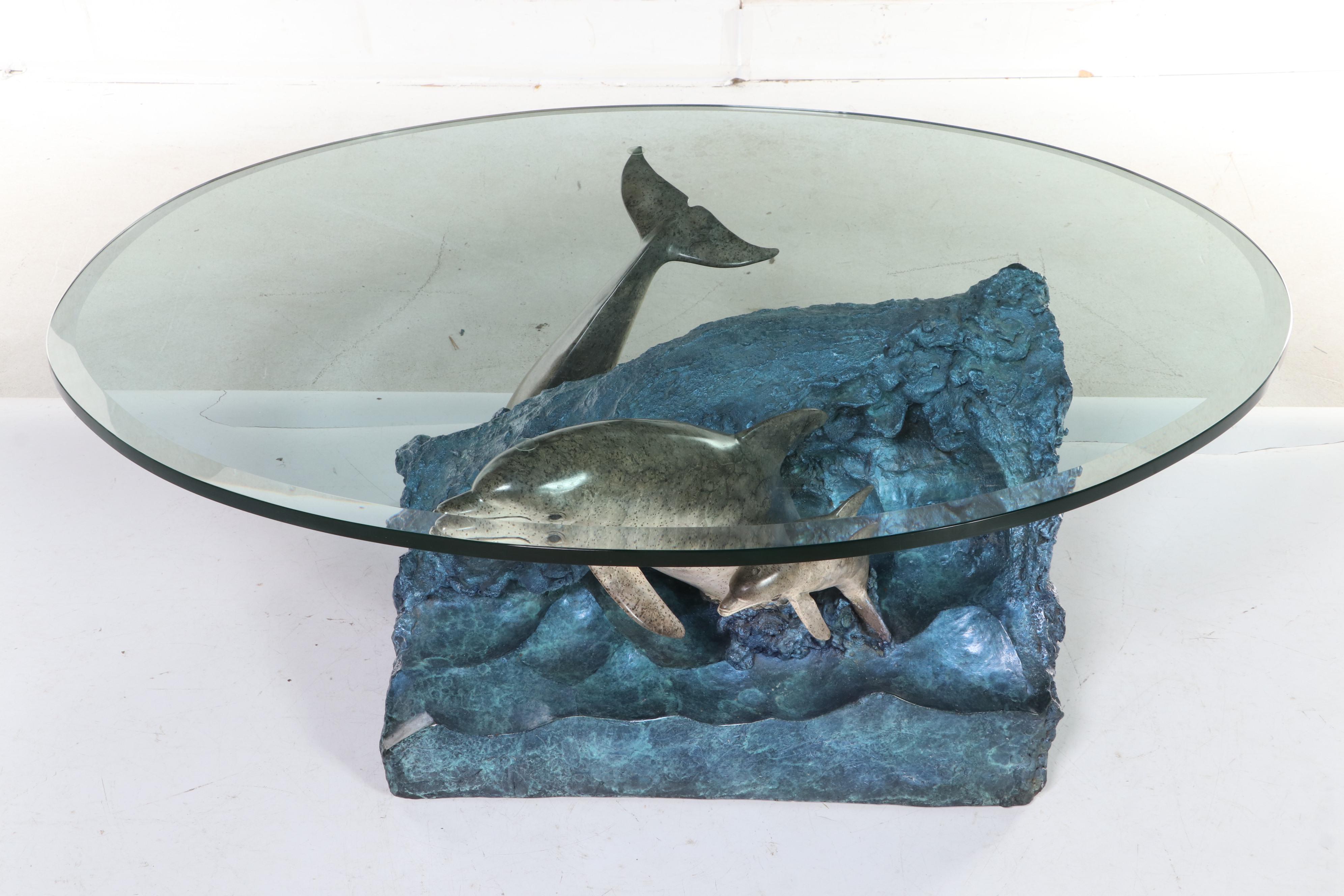 Wyland Galleries Cast Bronze Sculpted "Dolphin Experience" Coffee Table ...