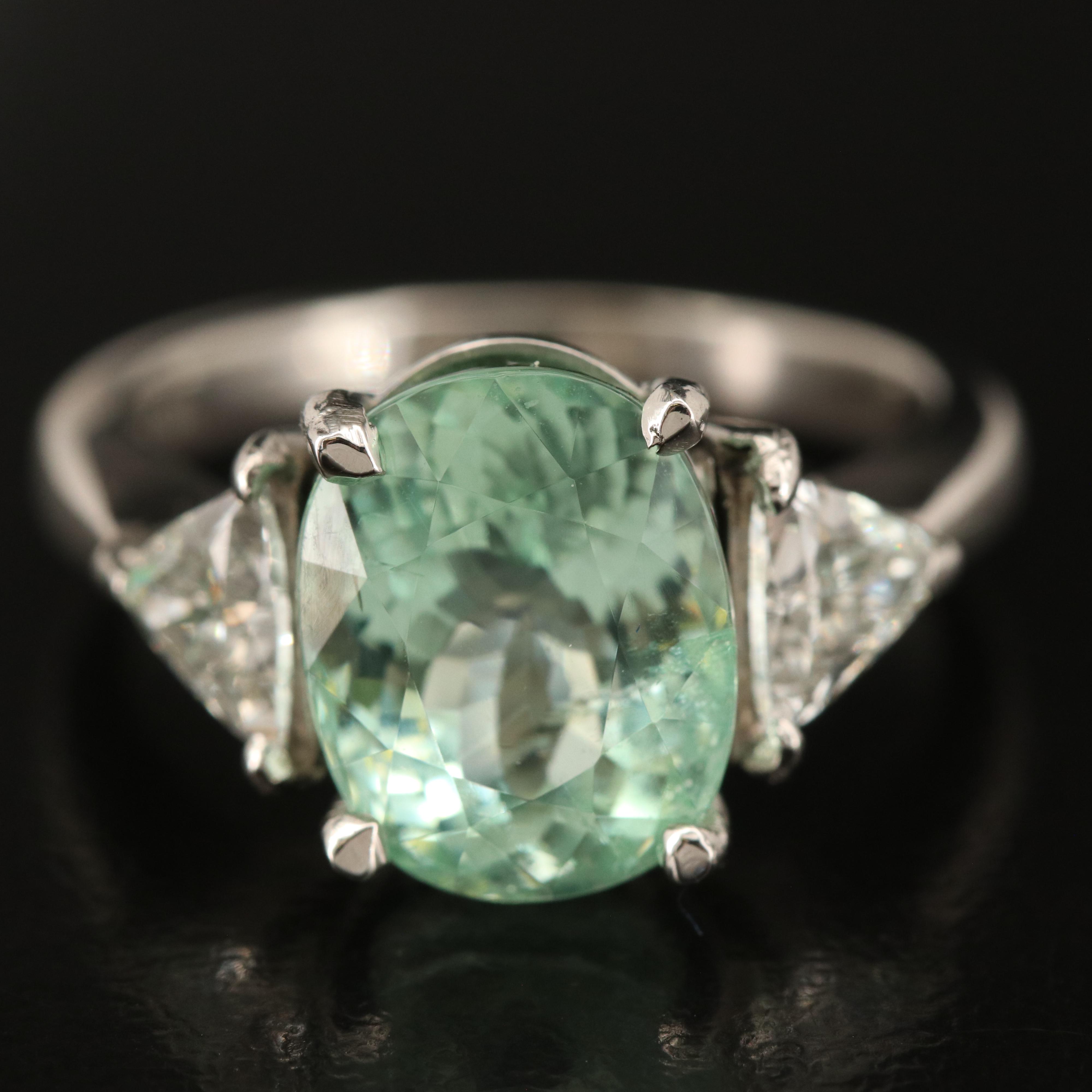 Platinum 4.94 CT Paraiba Tourmaline and Diamond Ring with GIA Report | EBTH