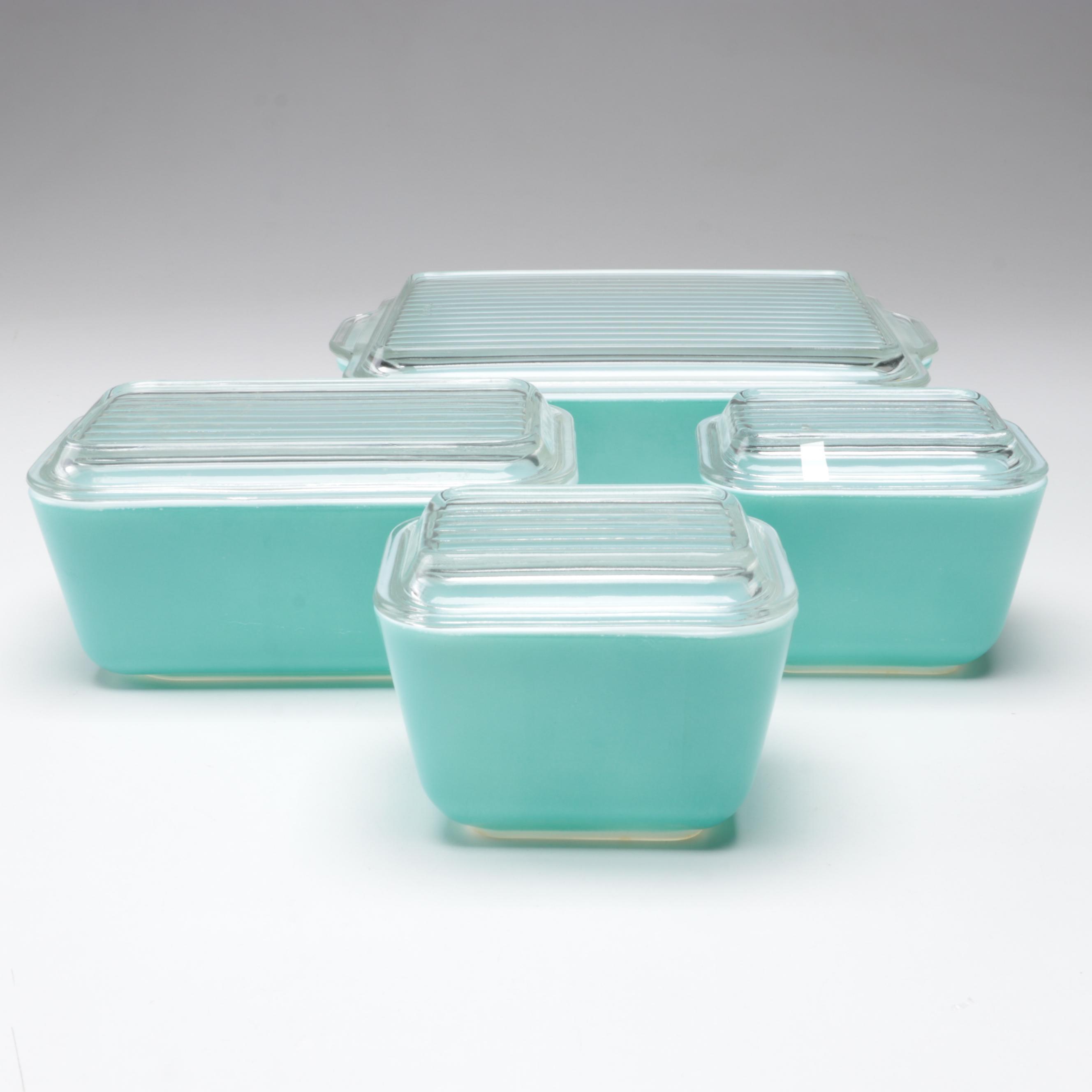 Pyrex "Primary Colors" Mixing Bowls with Pyrex Refrigerator Dishes | EBTH