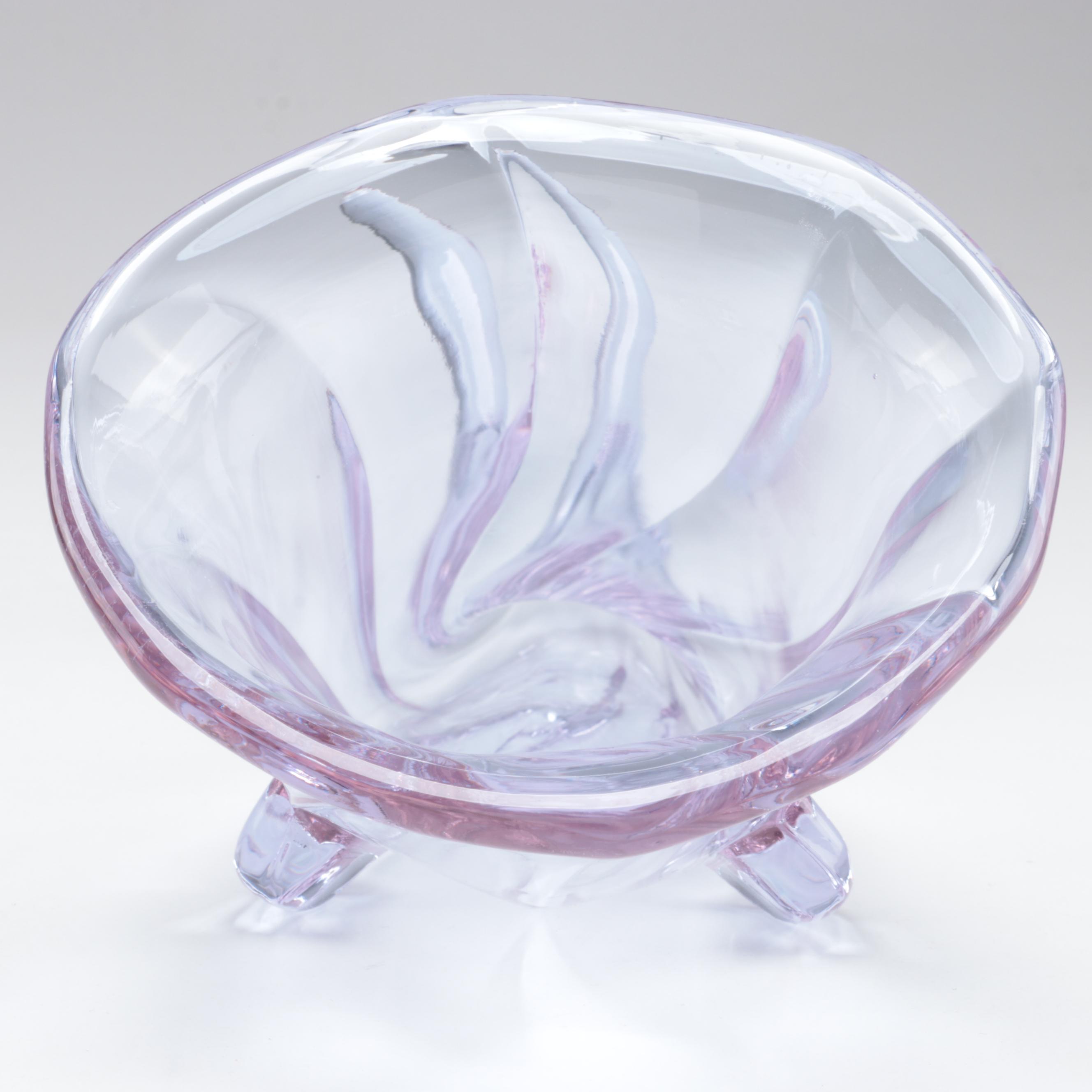 Tiffin "Twilight Glass" Cornucopia and Etched Glass Vase | EBTH