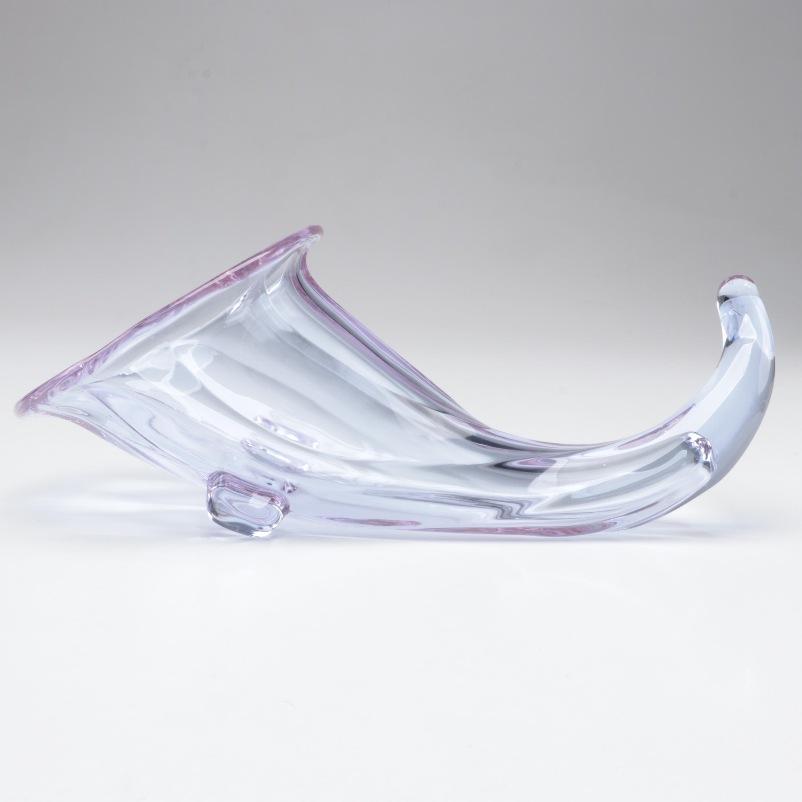 Tiffin "Twilight Glass" Cornucopia and Etched Glass Vase | EBTH