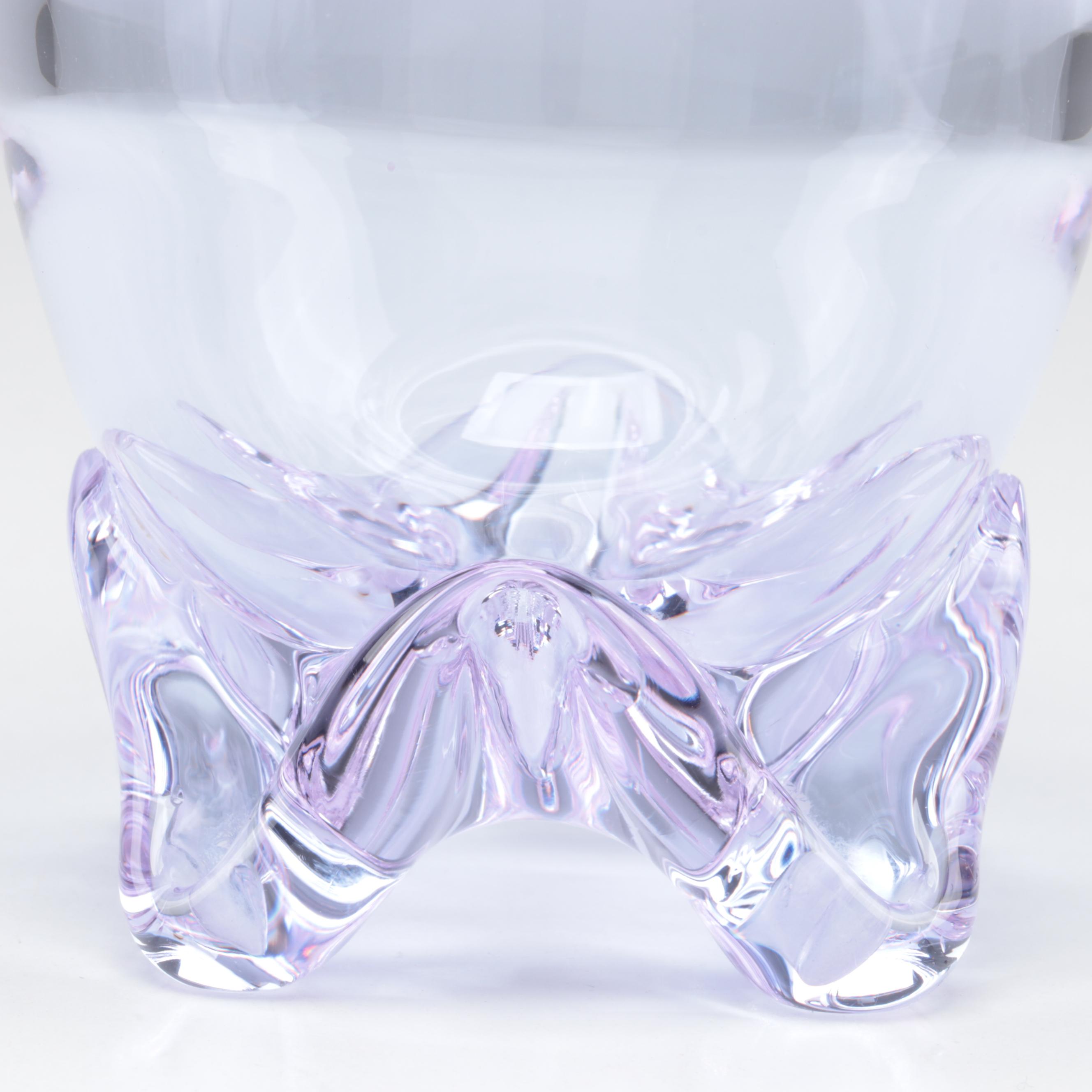Tiffin "Twilight Glass" Cornucopia and Etched Glass Vase | EBTH