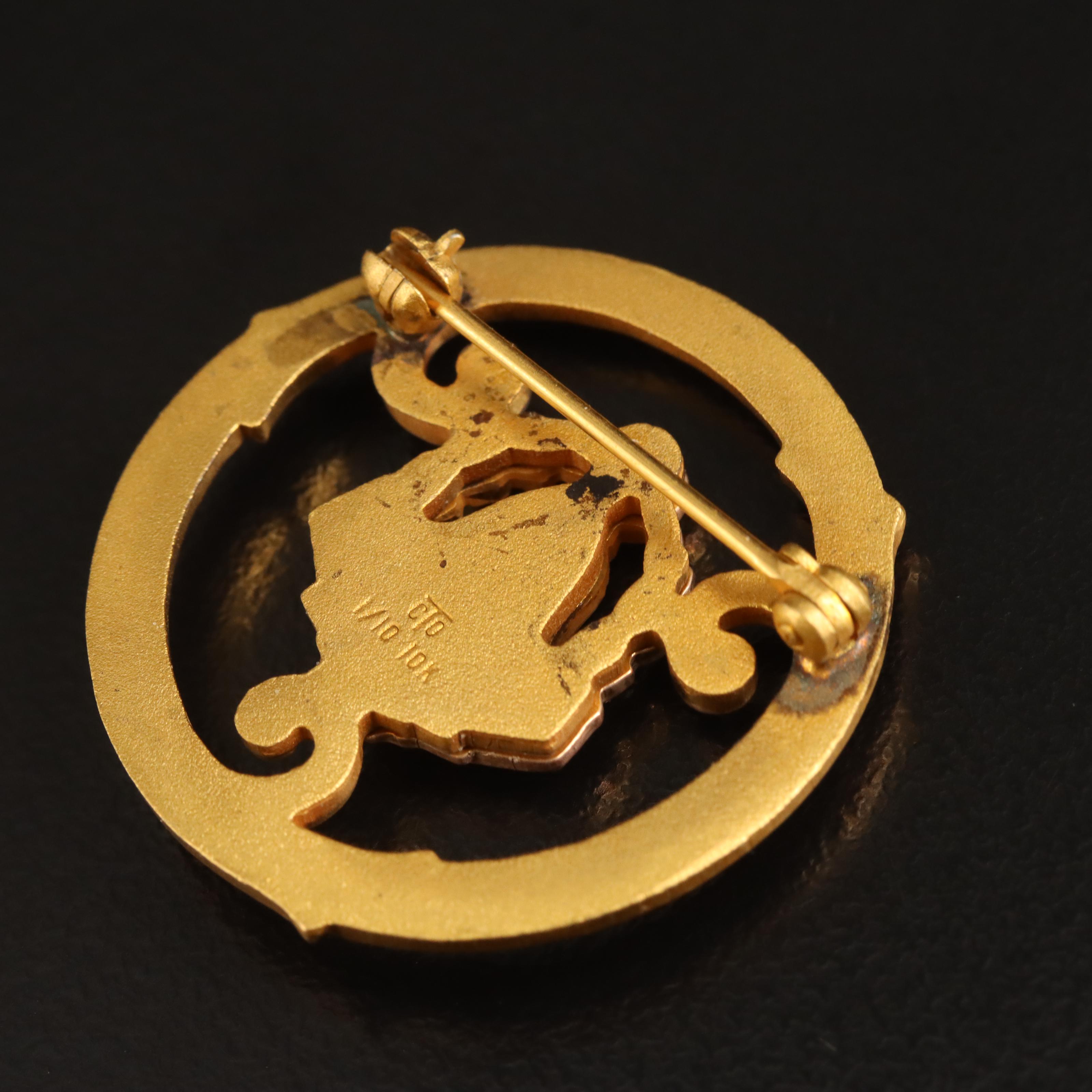 Gold-Filled Diamond Illinois Telephone Co. 30 Years Brooch | EBTH