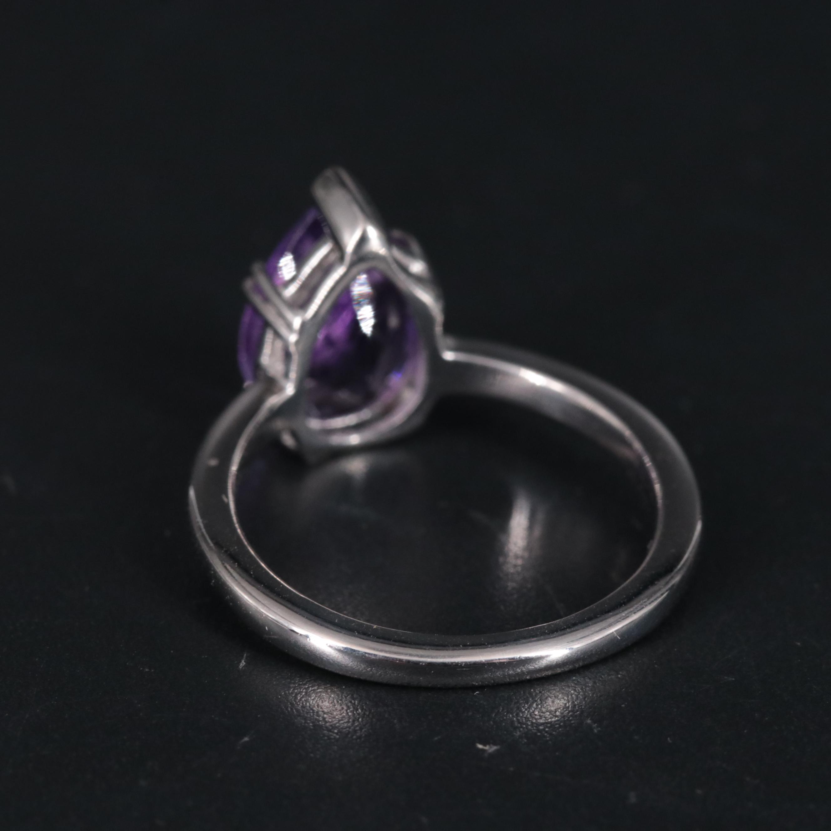 Sterling Silver Amethyst Teardrop Ring | EBTH