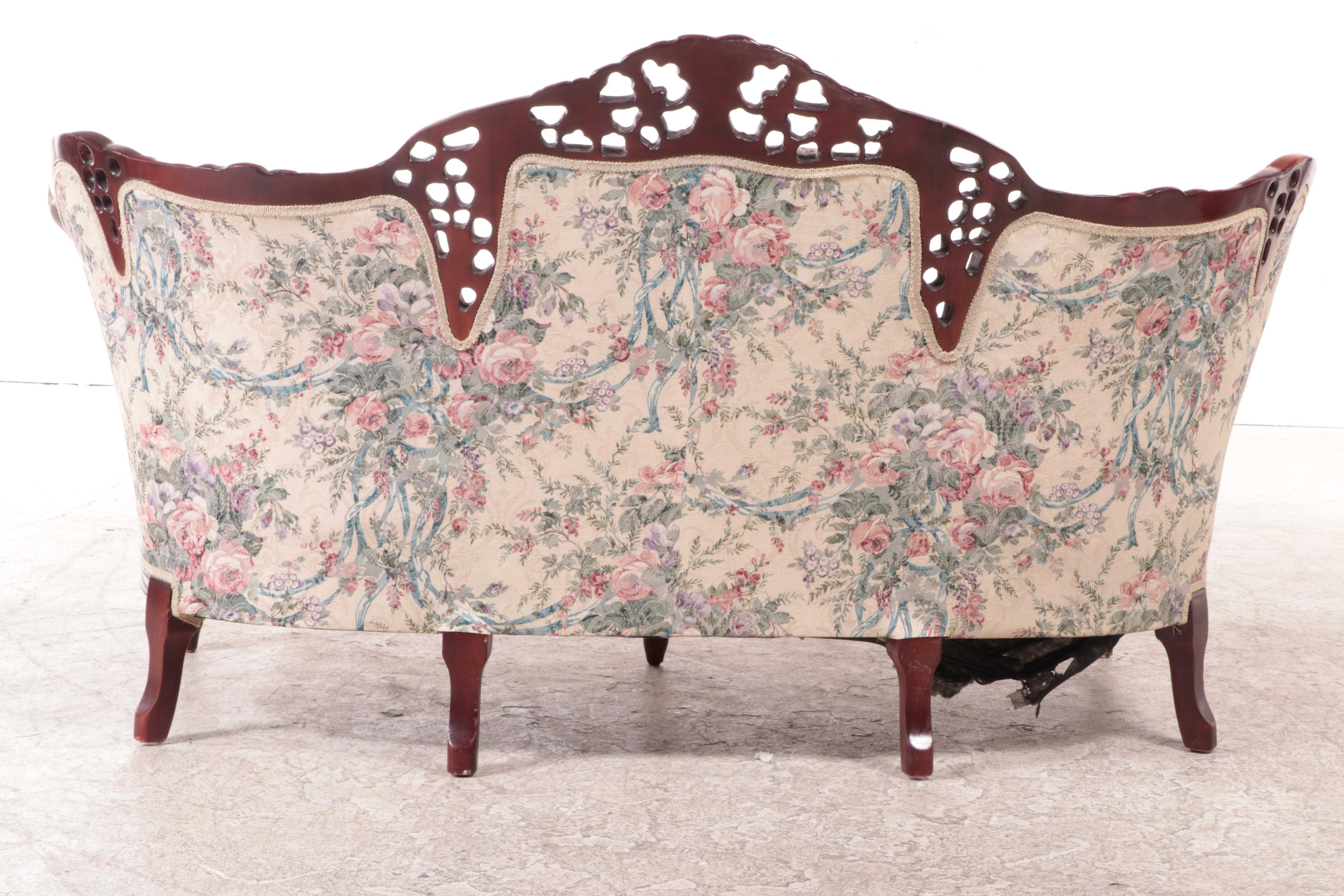Kimball Furniture Reproductions Rococo Carved Sofa in Floral Tufted ...