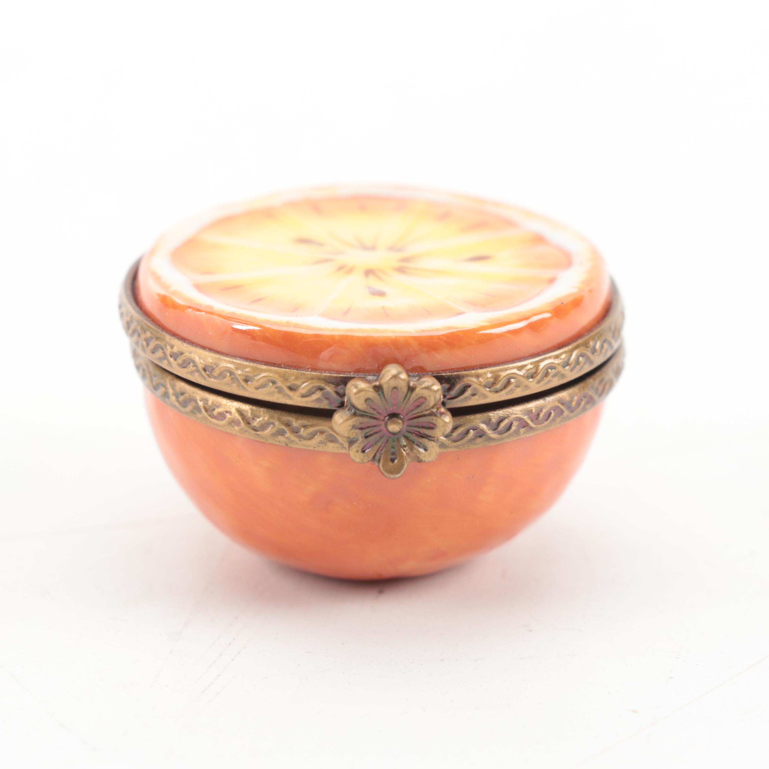 Parry Vielle Hand-Painted Half Orange Form Limoges Box | EBTH