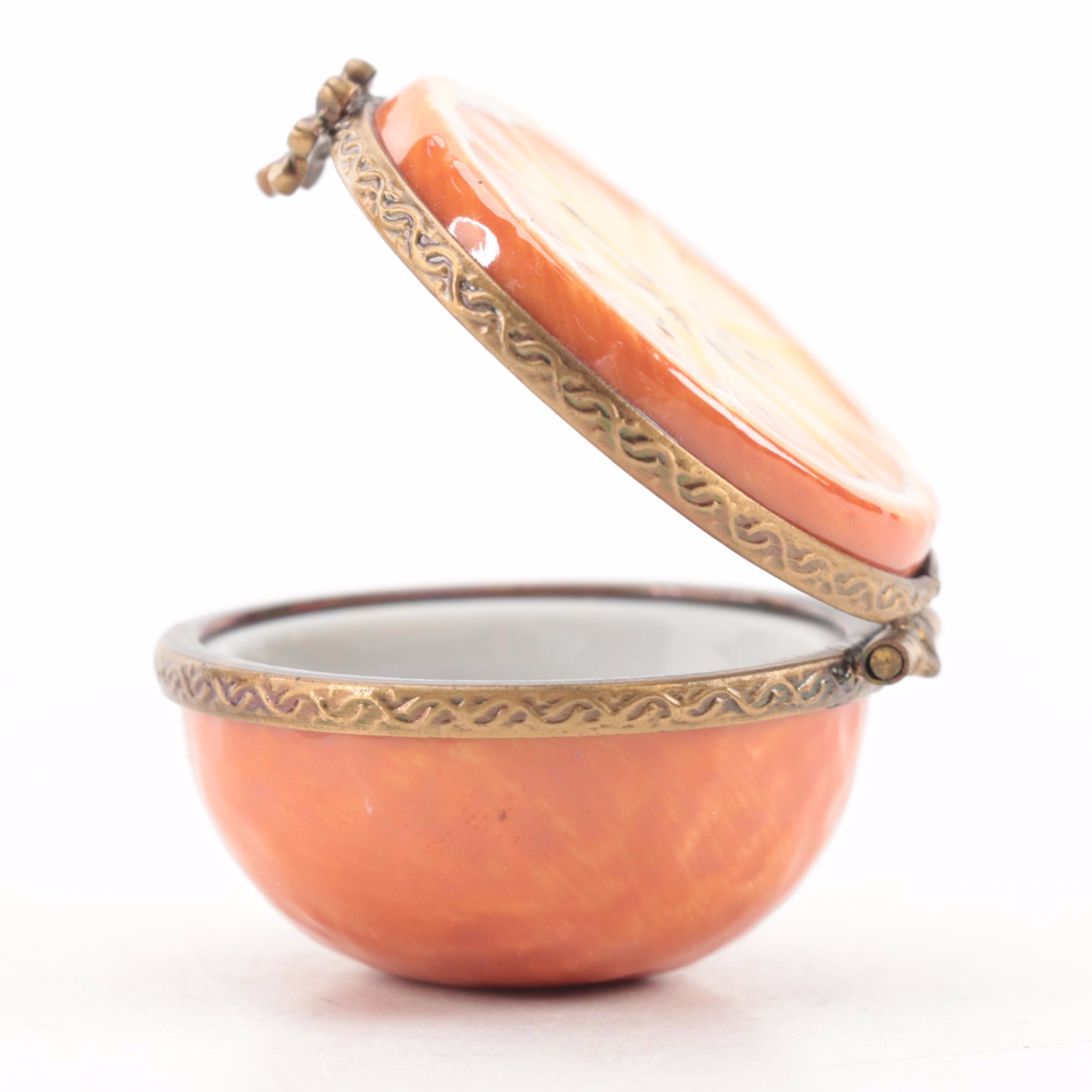 Parry Vielle Hand-Painted Half Orange Form Limoges Box | EBTH