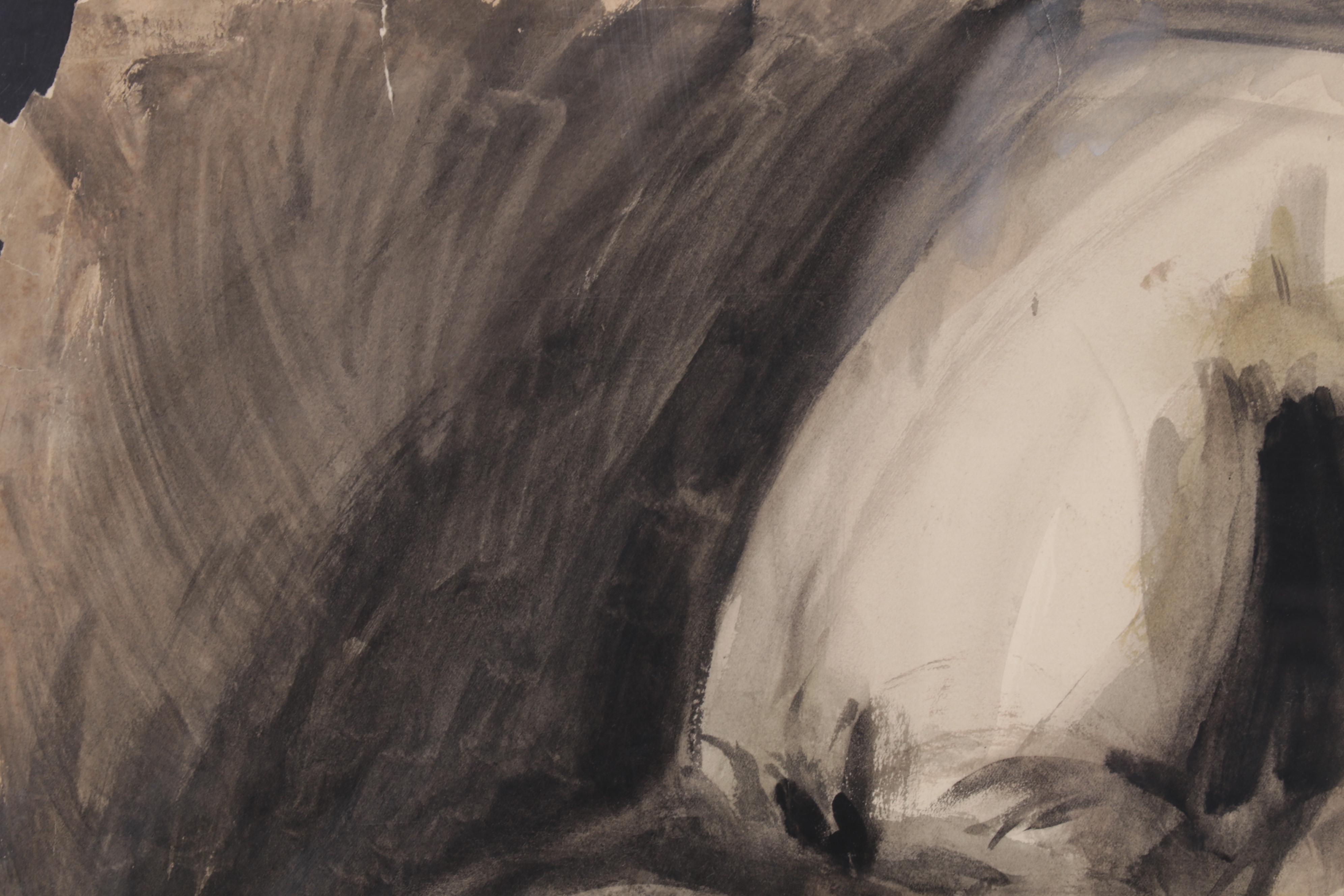 Sidney Chafetz Ink Wash Painting "Reclining Nude With Fist," Circa 1947 ...