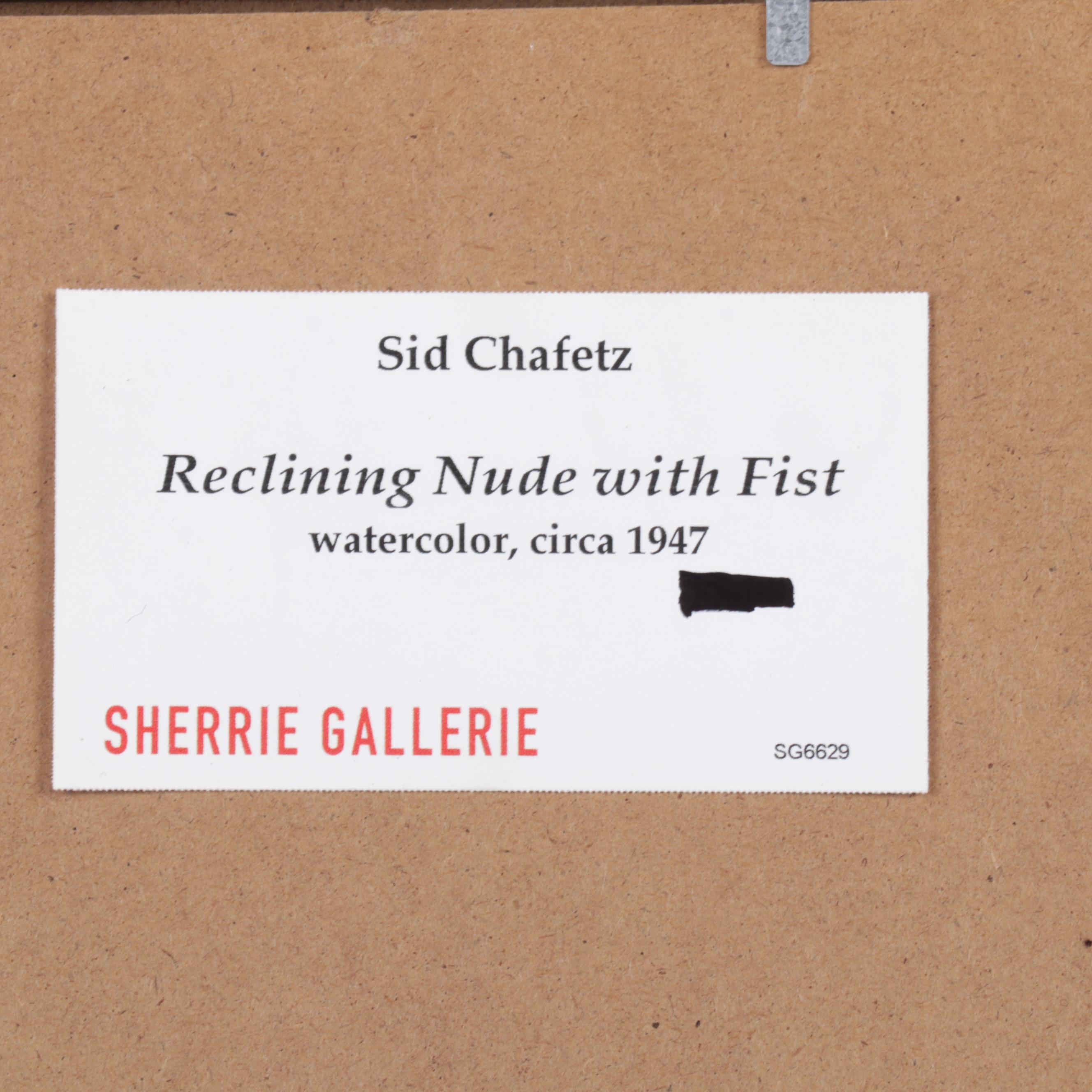Sidney Chafetz Ink Wash Painting "Reclining Nude With Fist," Circa 1947 ...