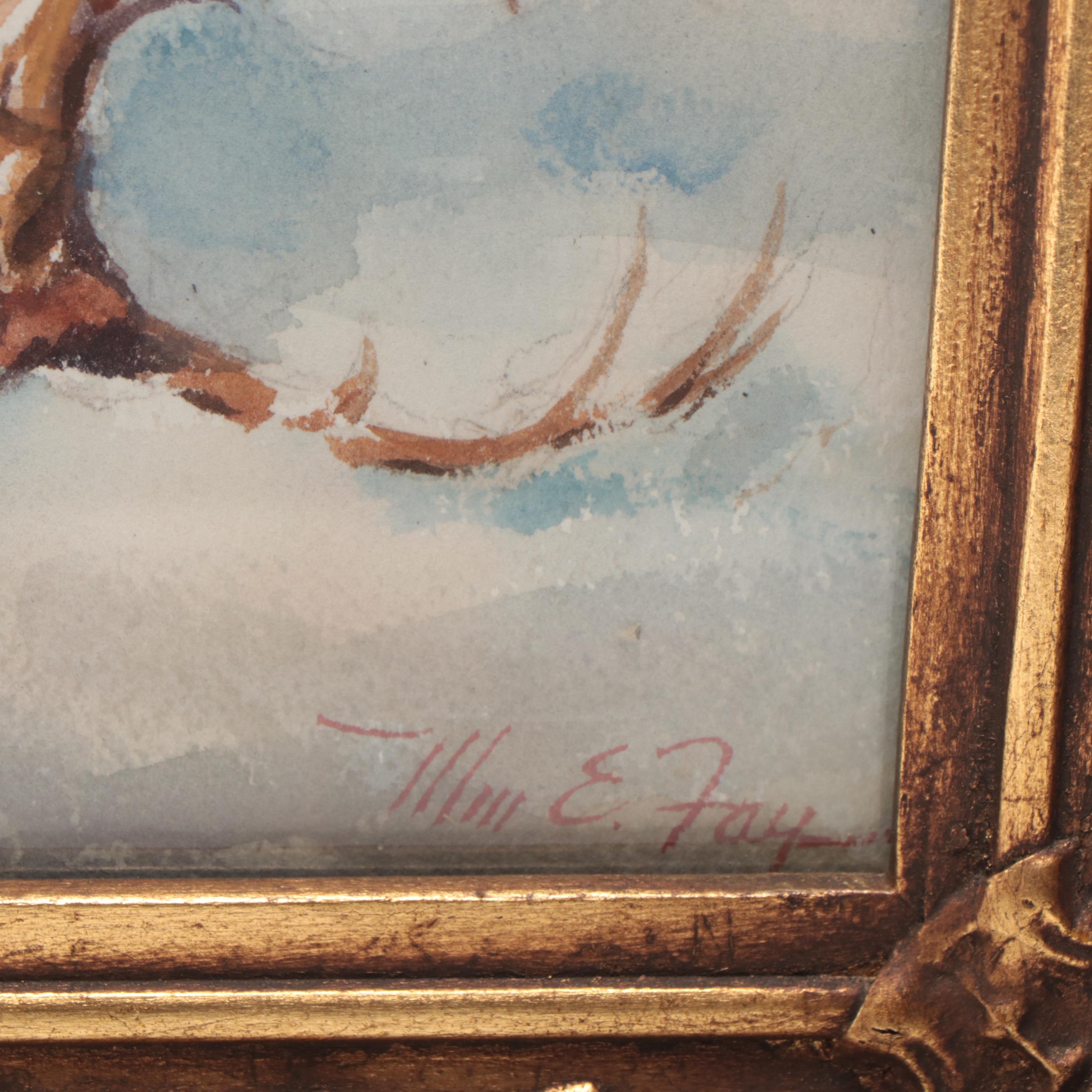 William E. Fay Watercolor Painting of Hunter | EBTH