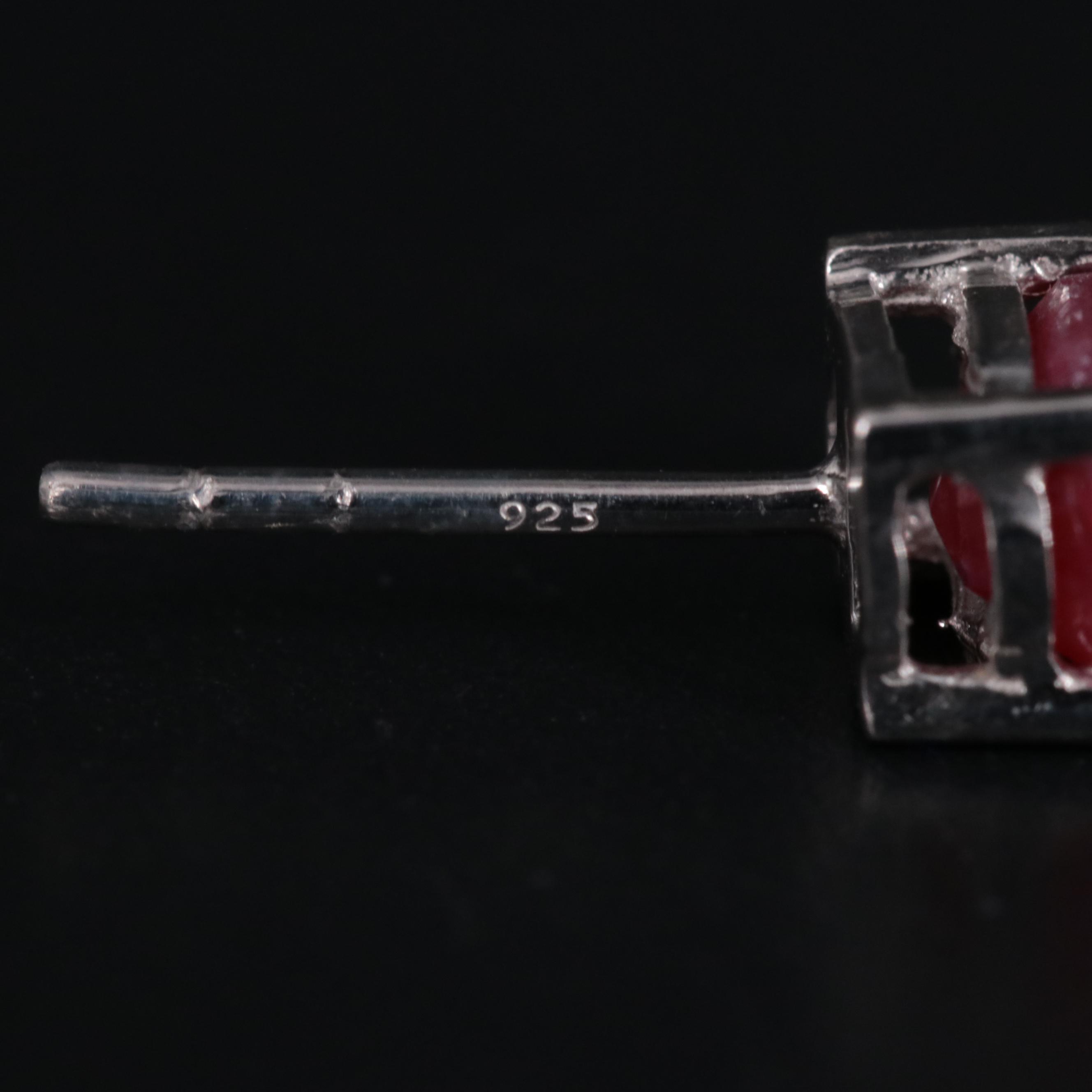 Sterling Silver Ruby Stud Earrings | EBTH