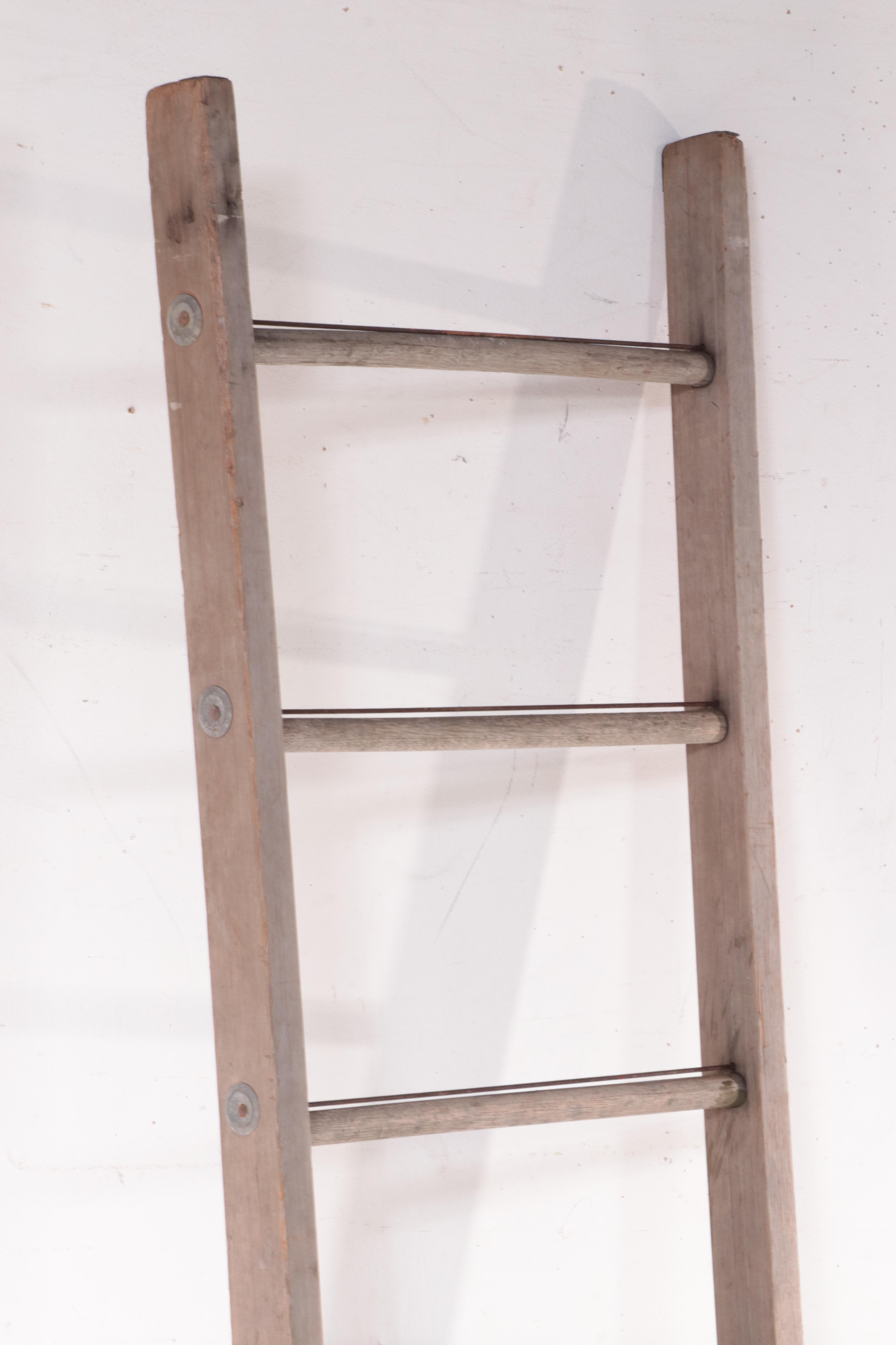 7'6" Primitive Wooden Straight Ladder | EBTH