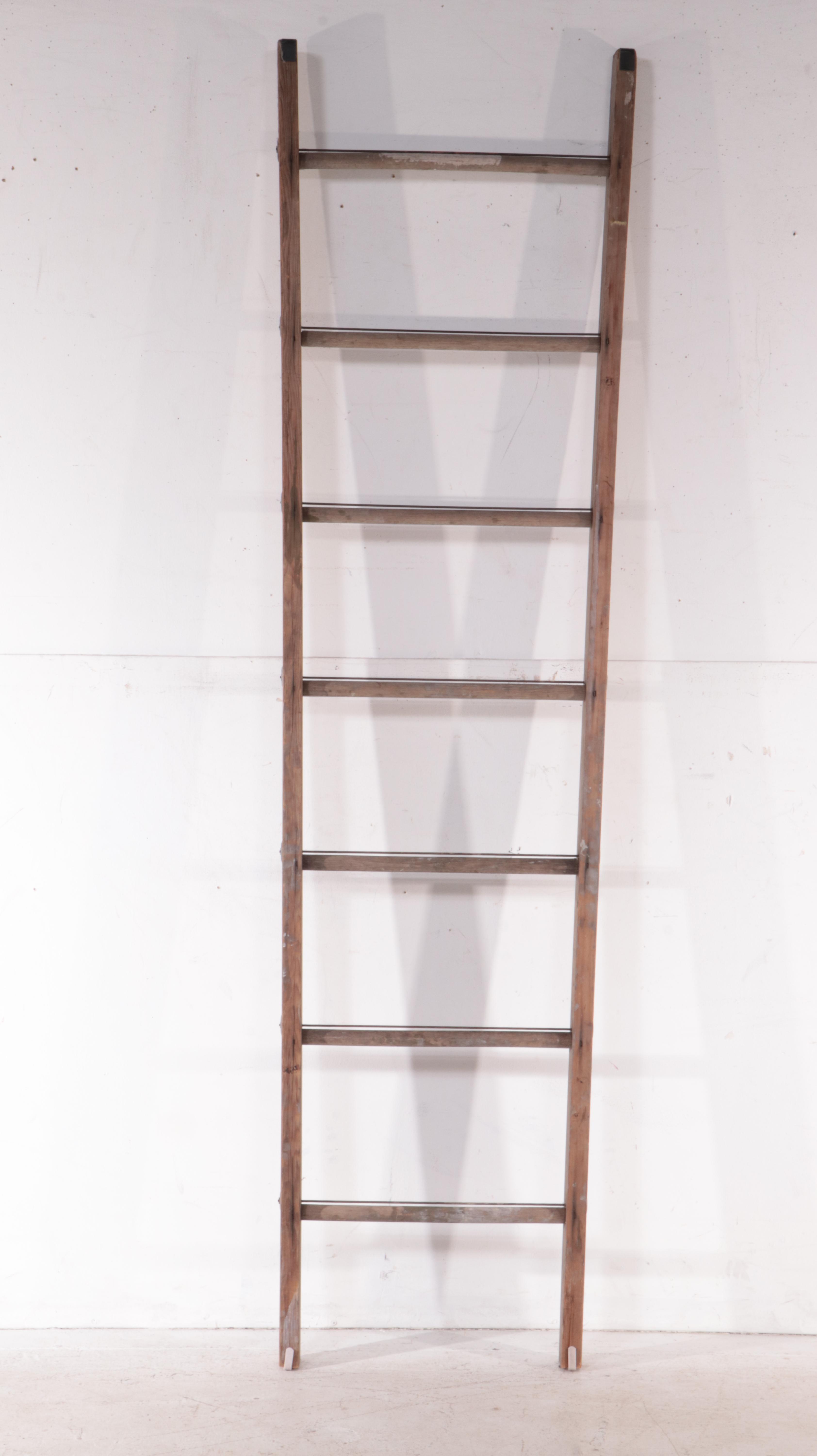 7'6" Primitive Wooden Straight Ladder | EBTH