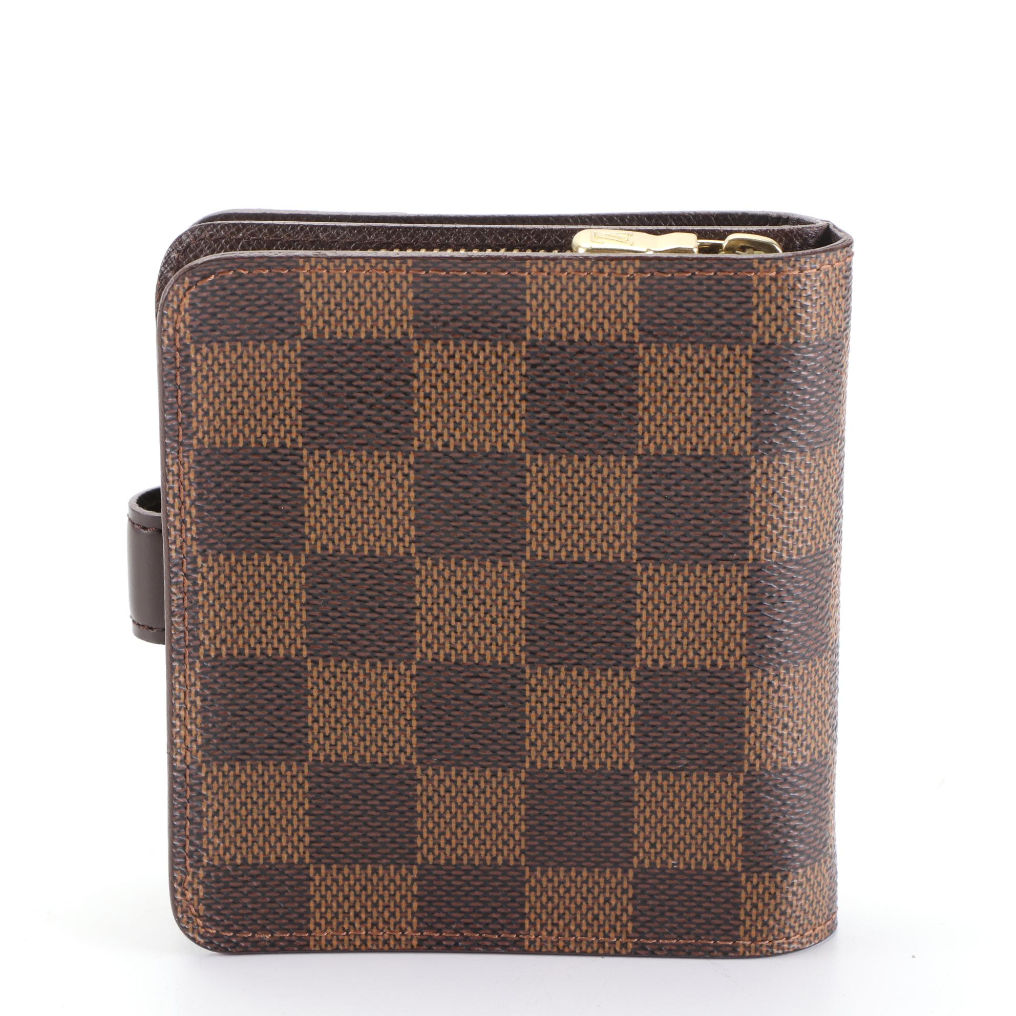 Louis Vuitton Compact Wallet in Damier Ebene Canvas/Brown Leather with ...