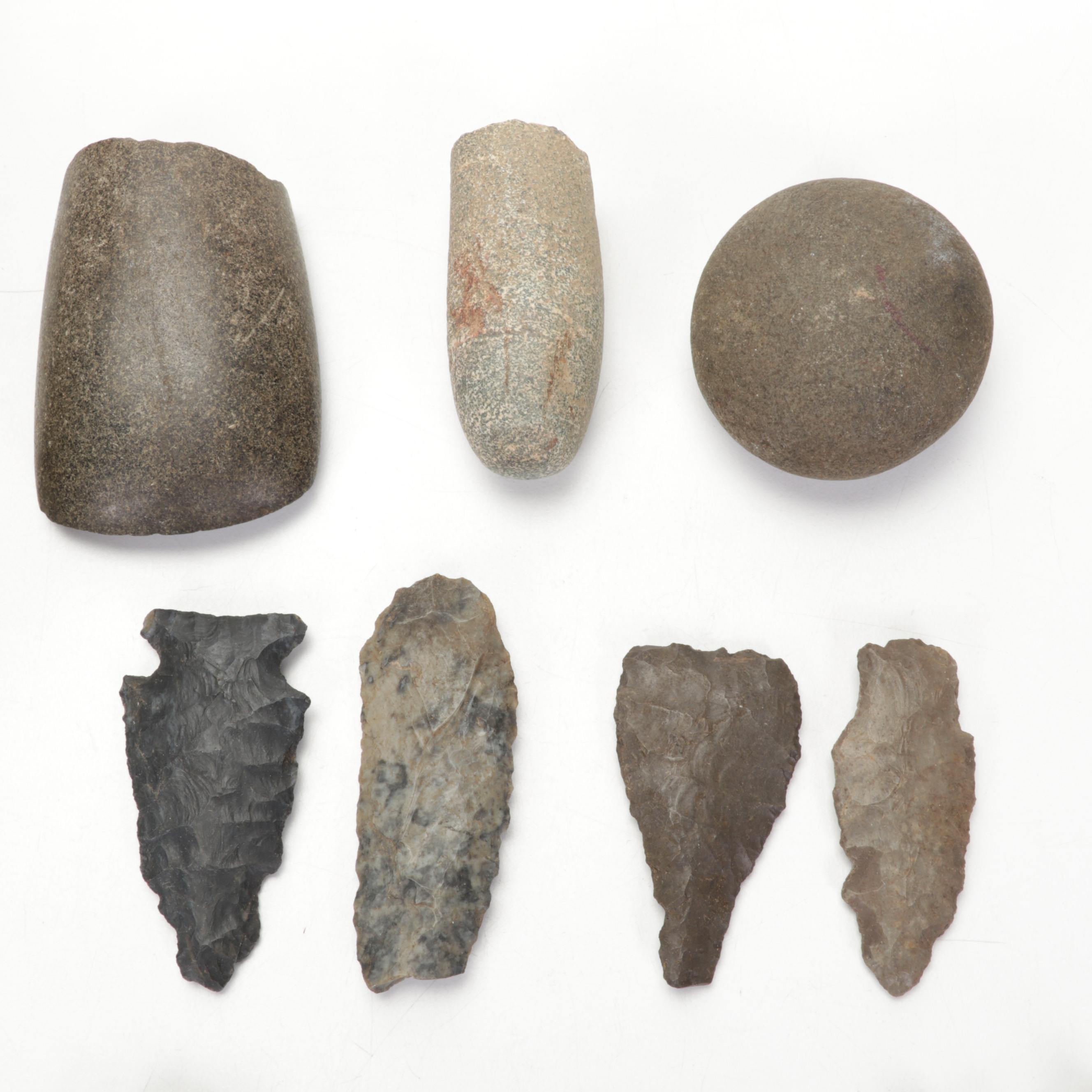 Projectile Points, Stone Tools and Gunpowder Horn | EBTH