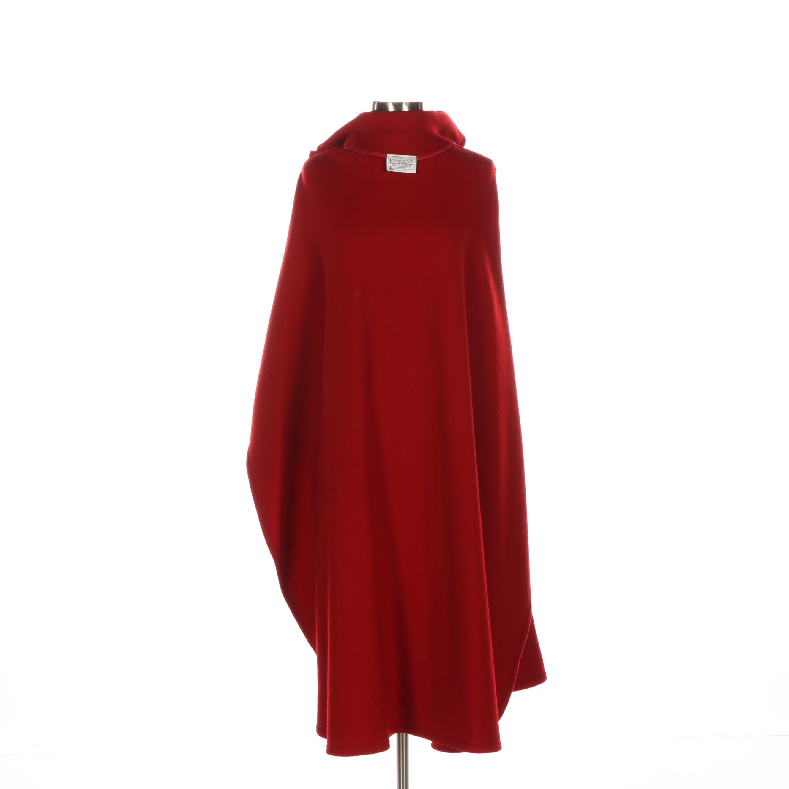 Pendleton Cape Coat with Gathered Sleeves in Red Wool, 1970s | EBTH