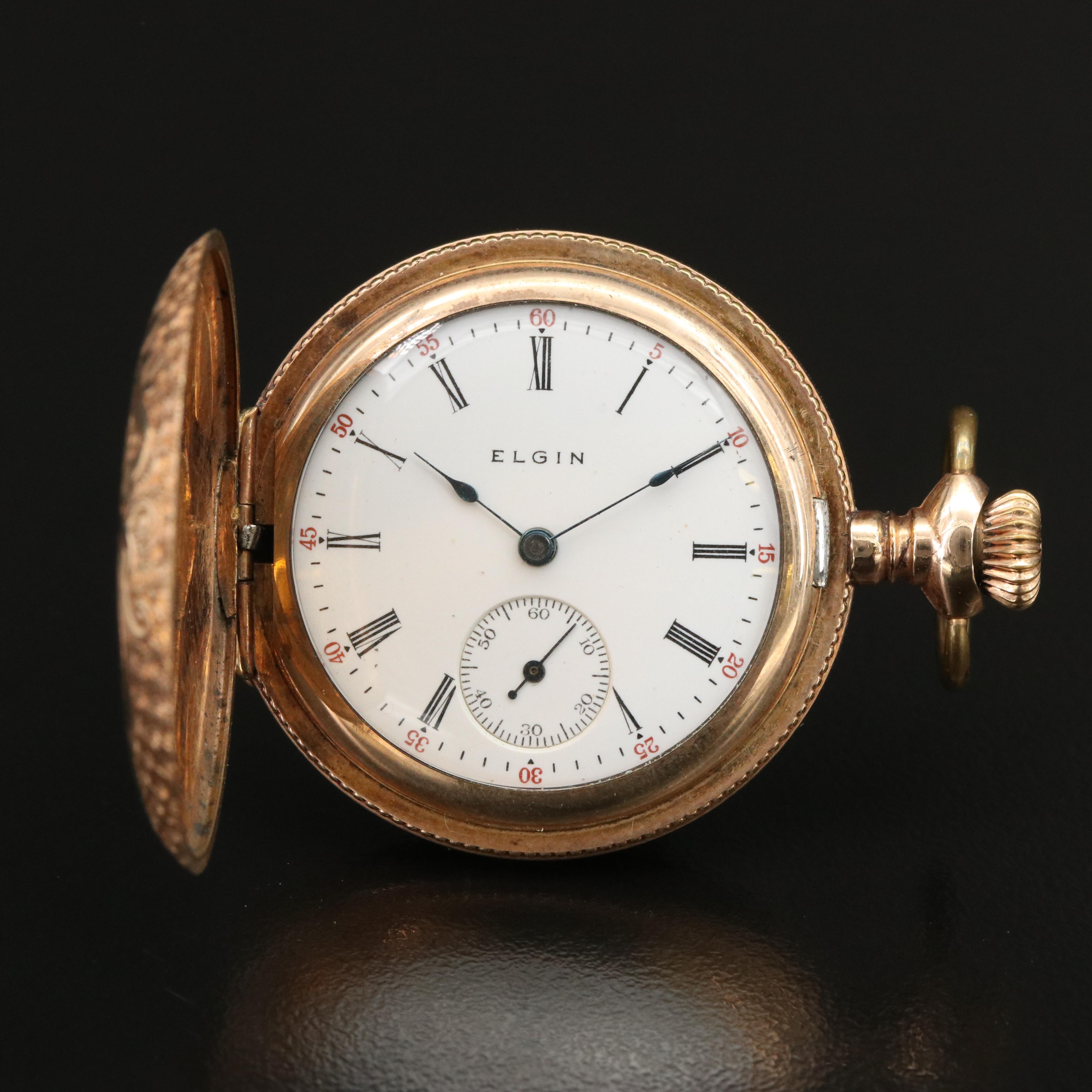 1914 Elgin Gold-Filled Hunting Case Pocket Watch | EBTH