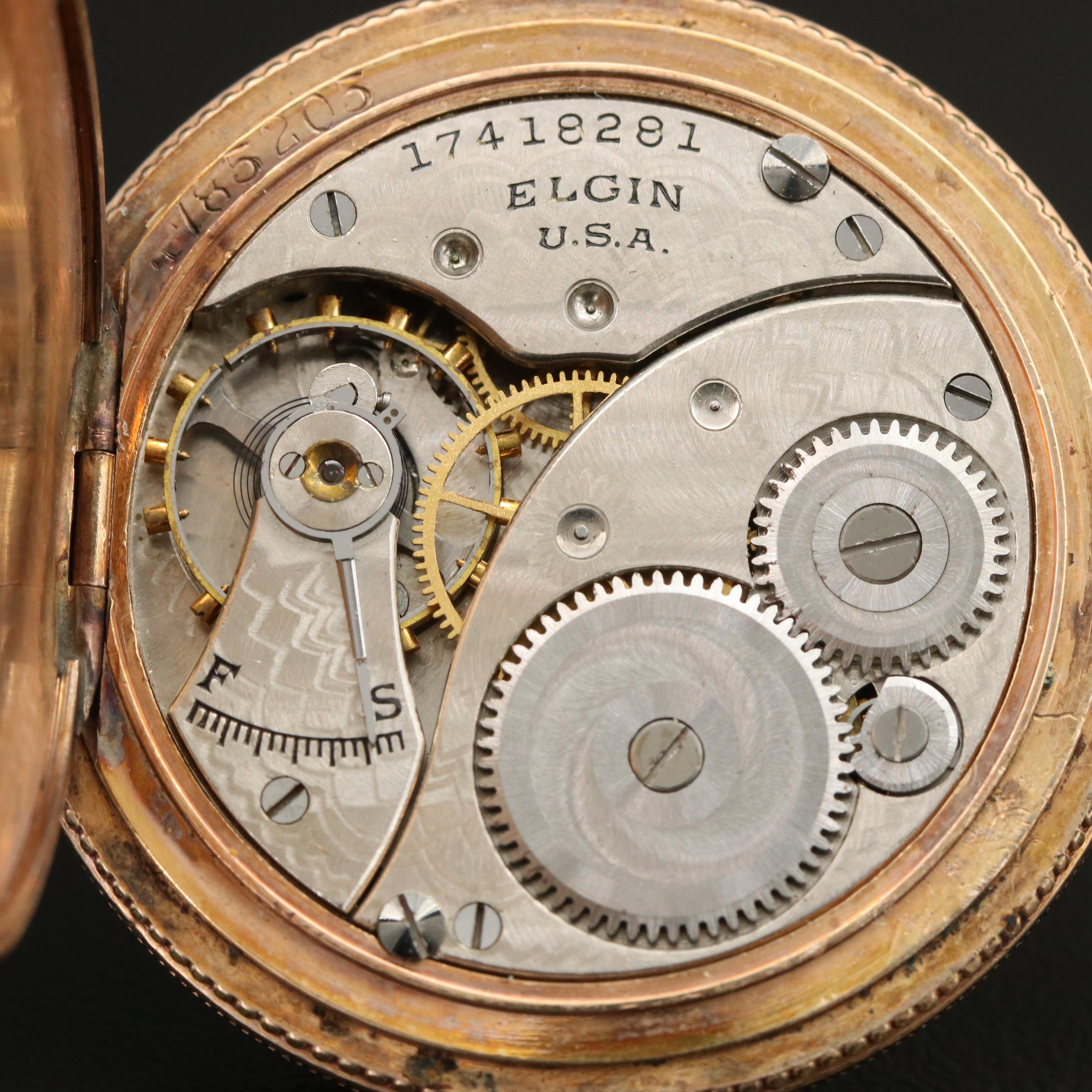 1914 Elgin Gold-Filled Hunting Case Pocket Watch | EBTH
