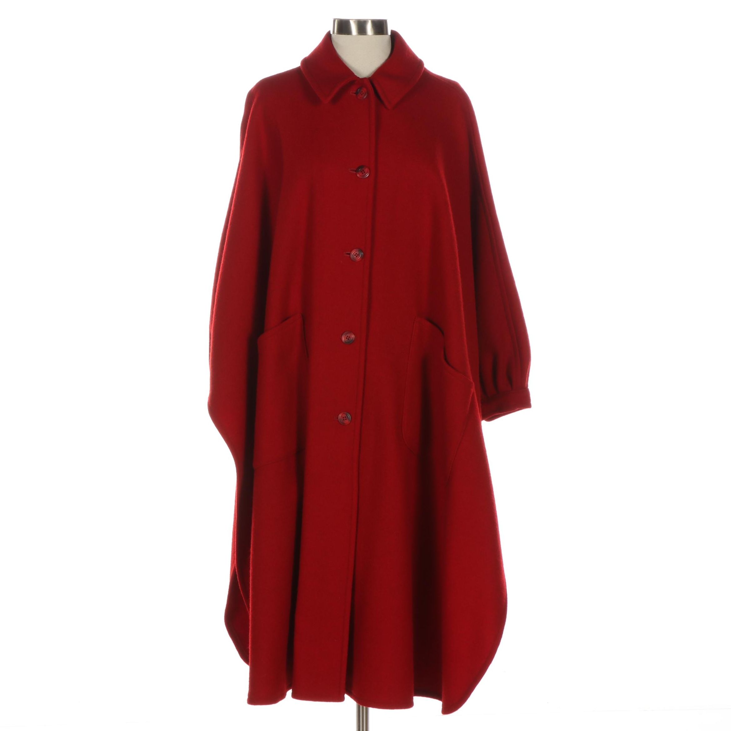 Pendleton Cape Coat with Gathered Sleeves in Red Wool, 1970s | EBTH