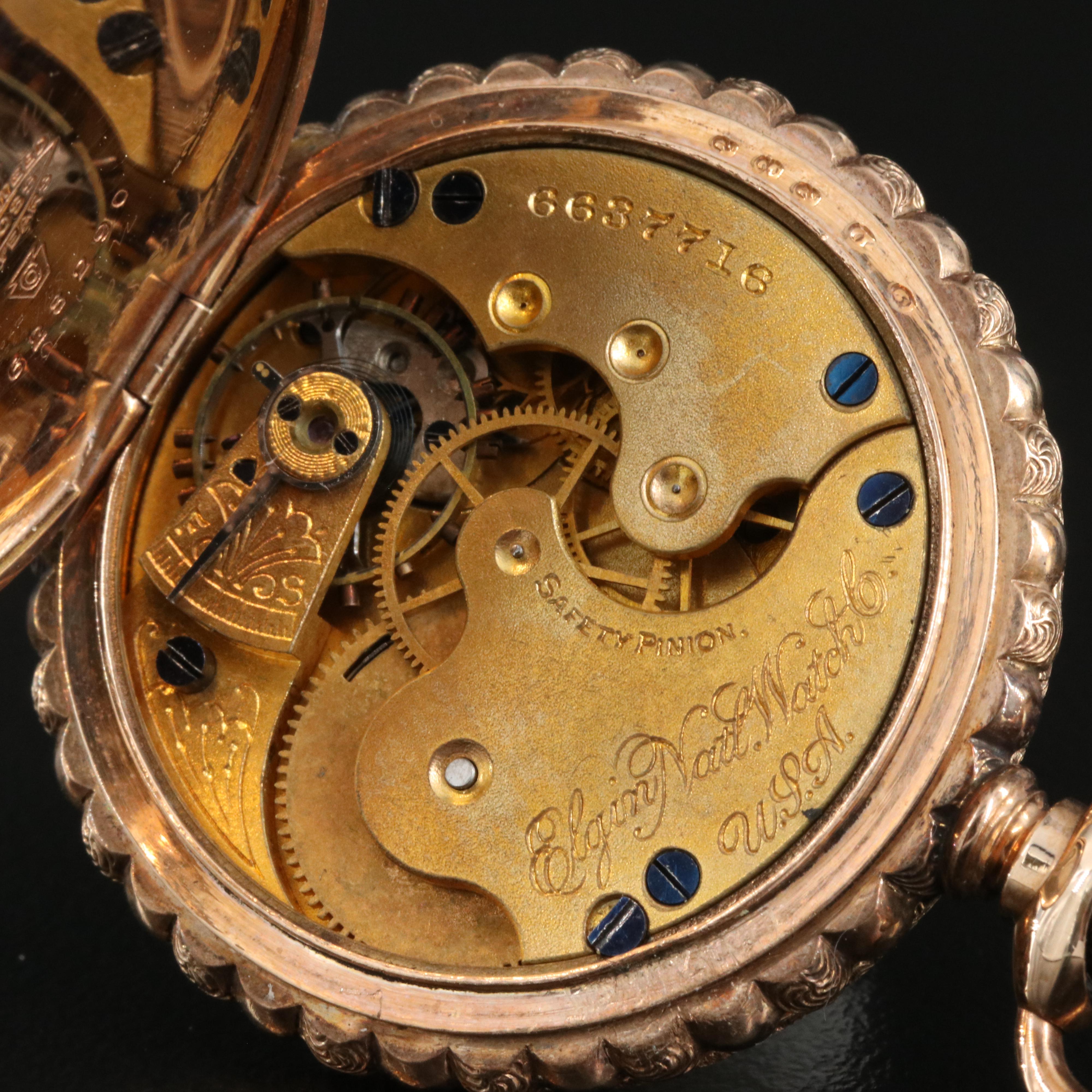 1897 Elgin Gold-Filled Scalloped Edge Hunting Case Pocket Watch | EBTH