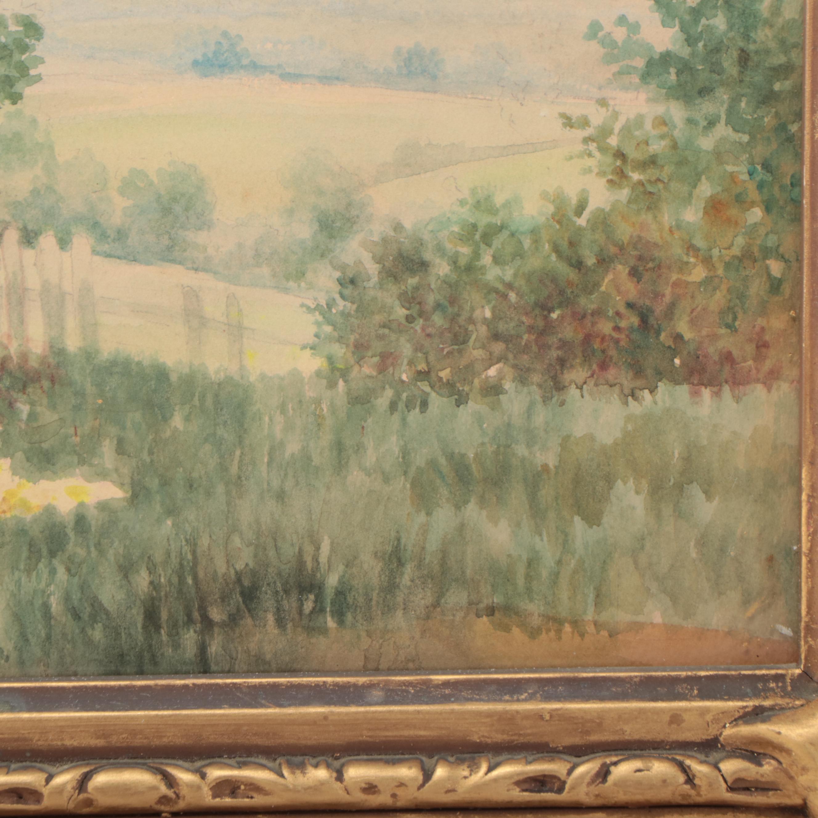 Judson Tunison Watercolor Painting of Country Cottage | EBTH