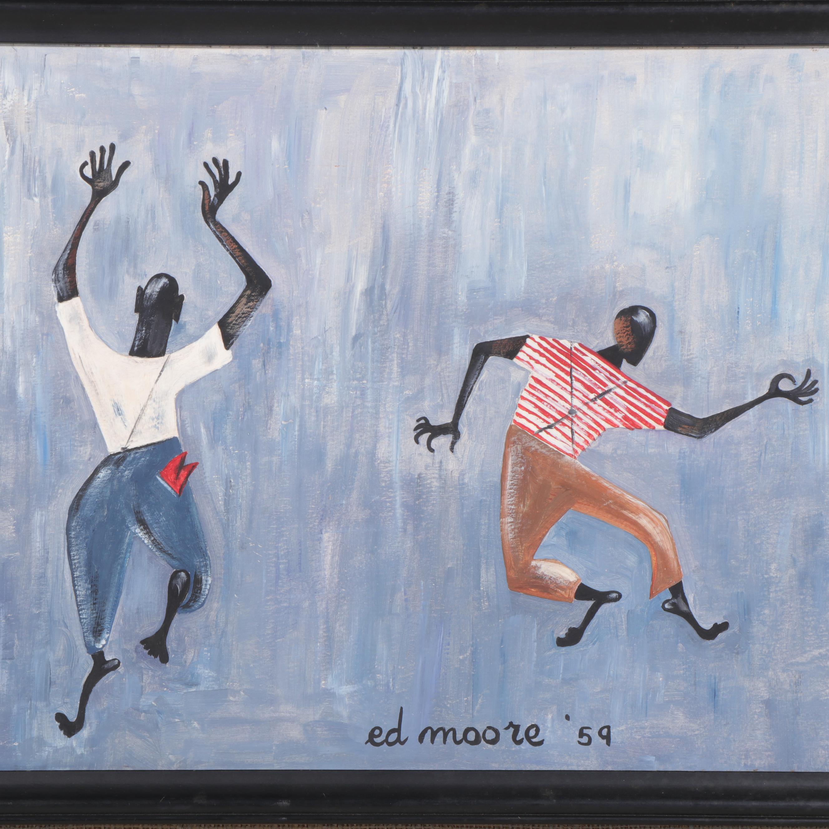 Ed Moore Large-Scale Oil Painting of Dancers and Musicians, 1959 | EBTH