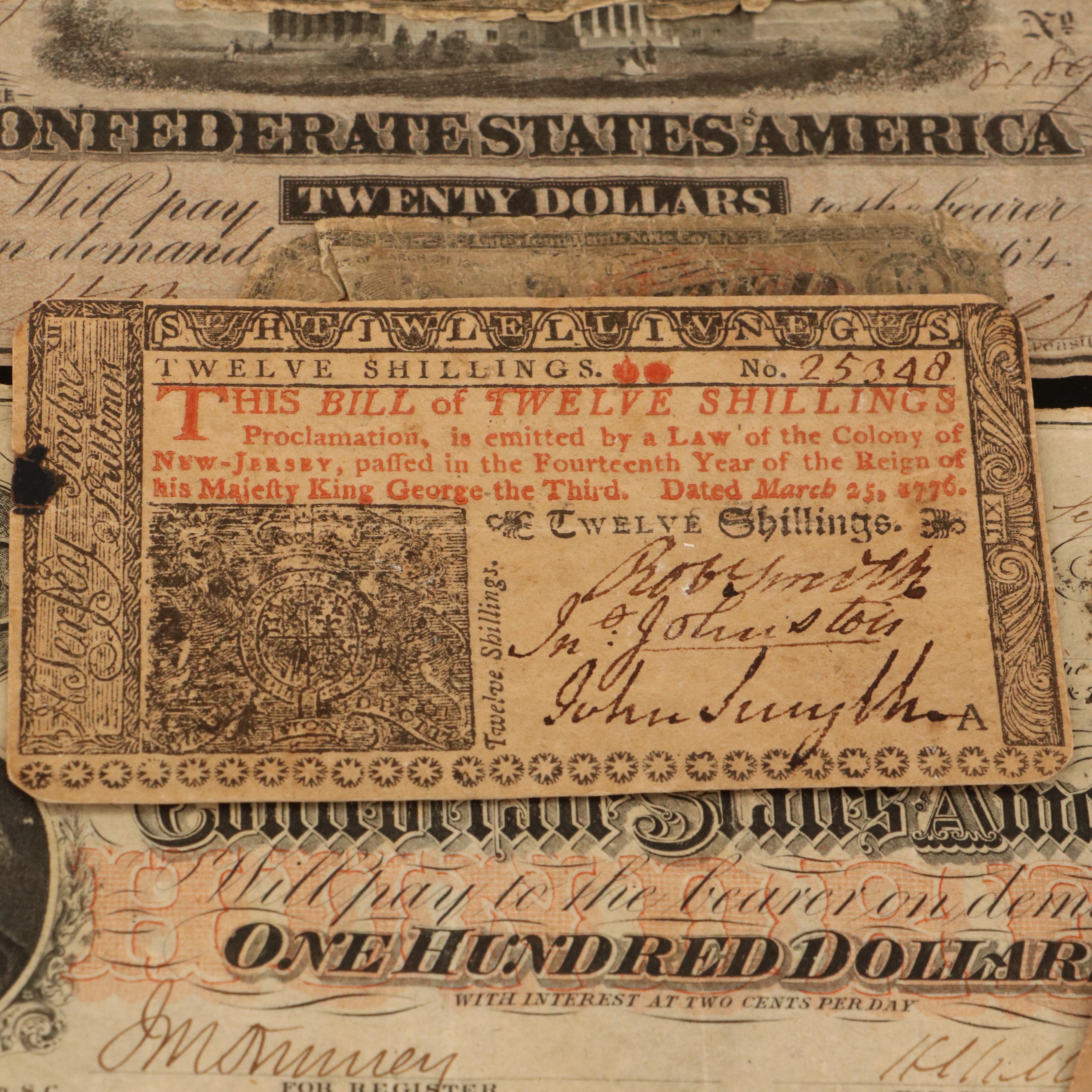 Assortment of Confederate States Currency, Fractional Currency, and ...