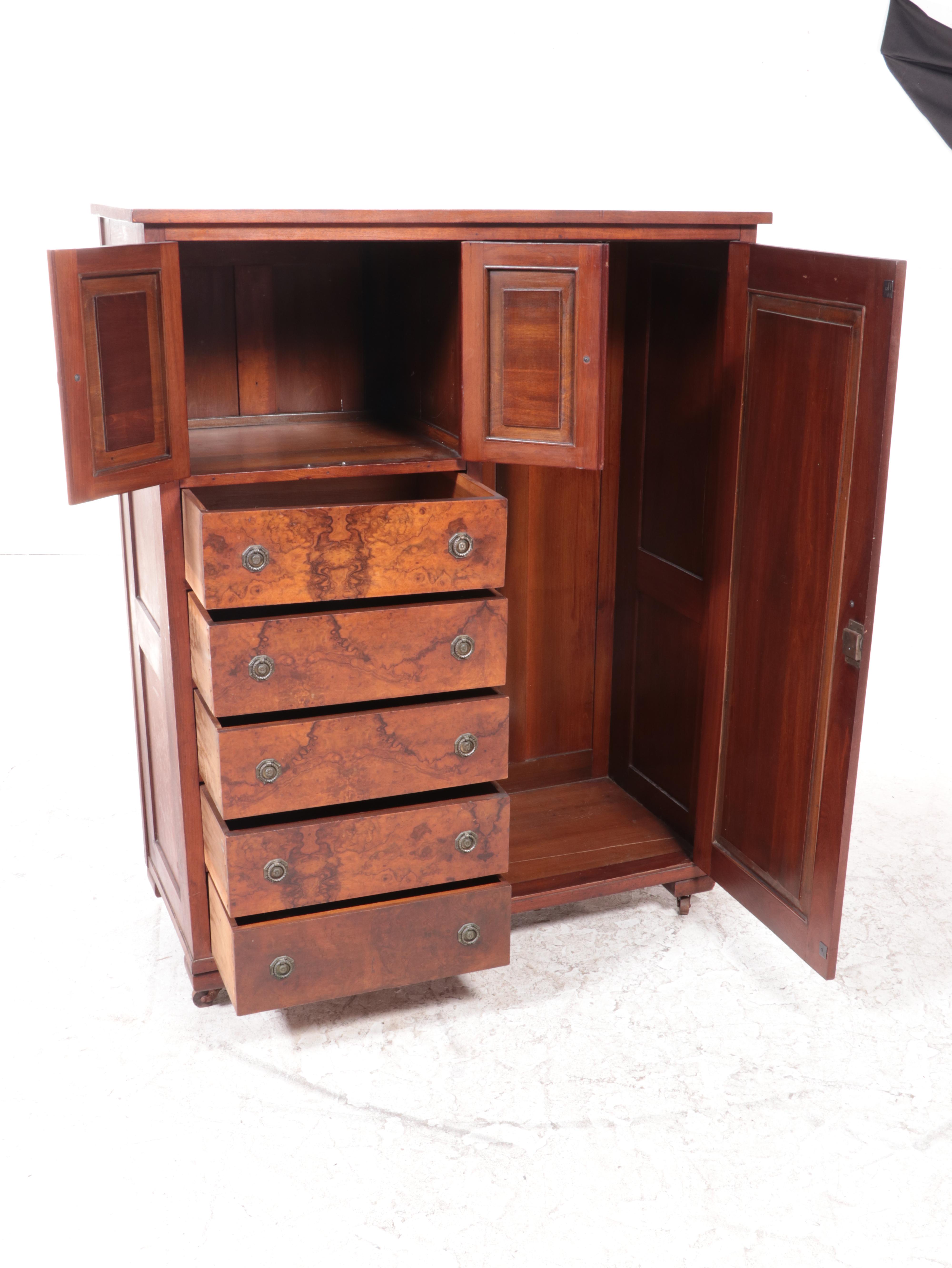 Burled Walnut Chifferobe, Early 20th Century | EBTH