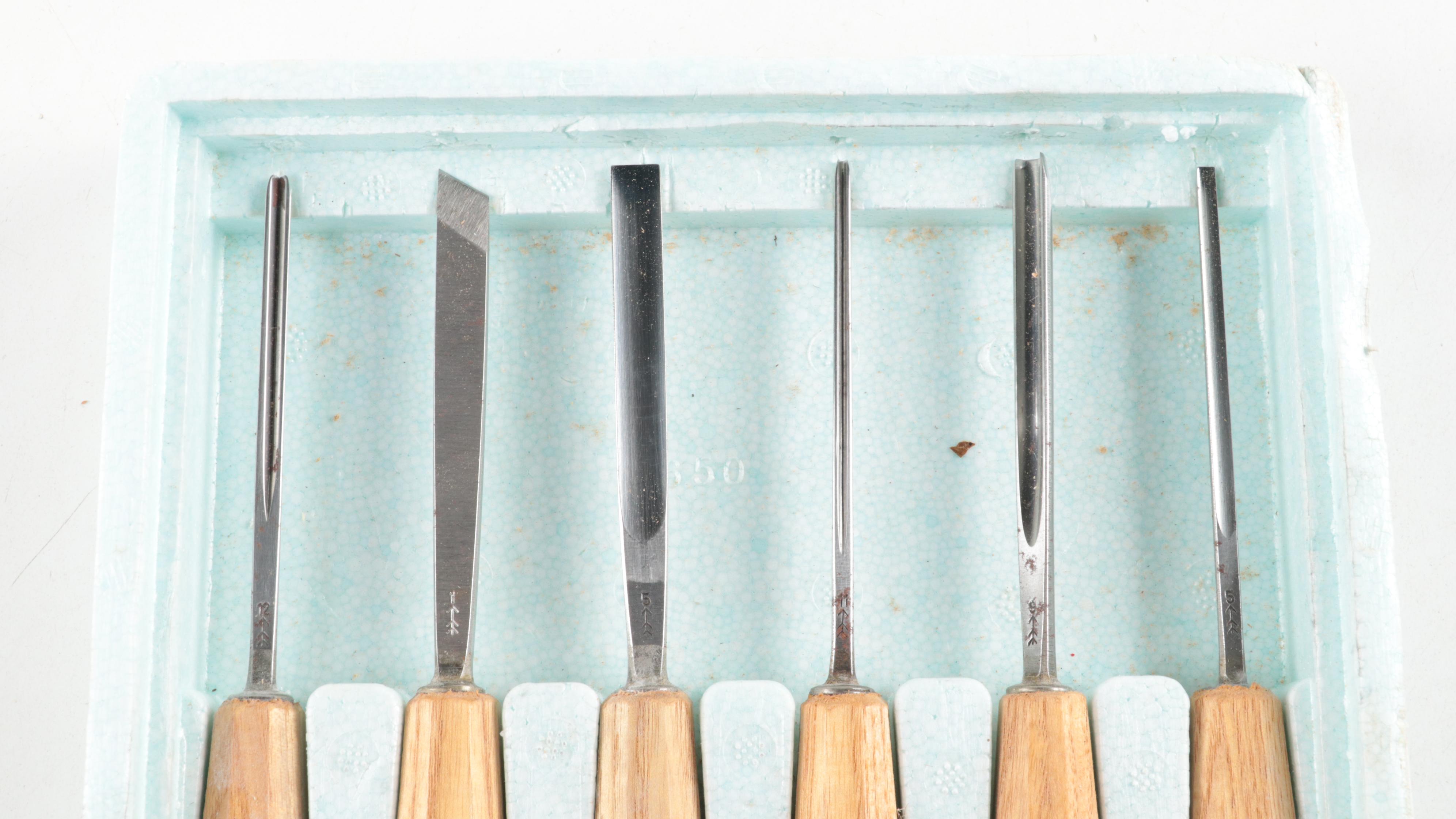 Swiss Steel and Wood Handled Woodworking and Wood Lathe Chisels With ...