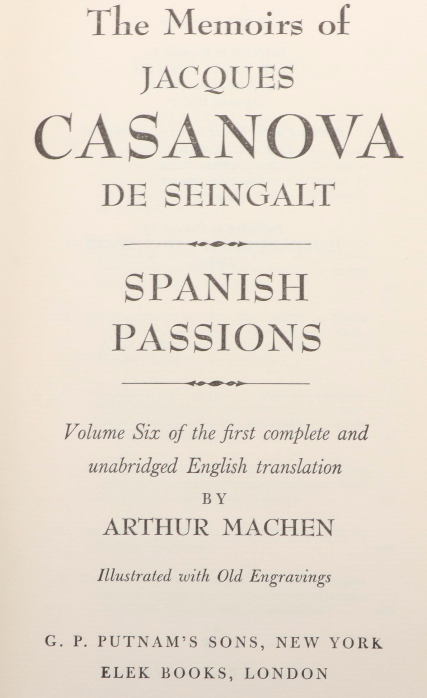 Illustrated "The Memoirs of Casanova" Six-Volume Set, Mid-20th Century ...