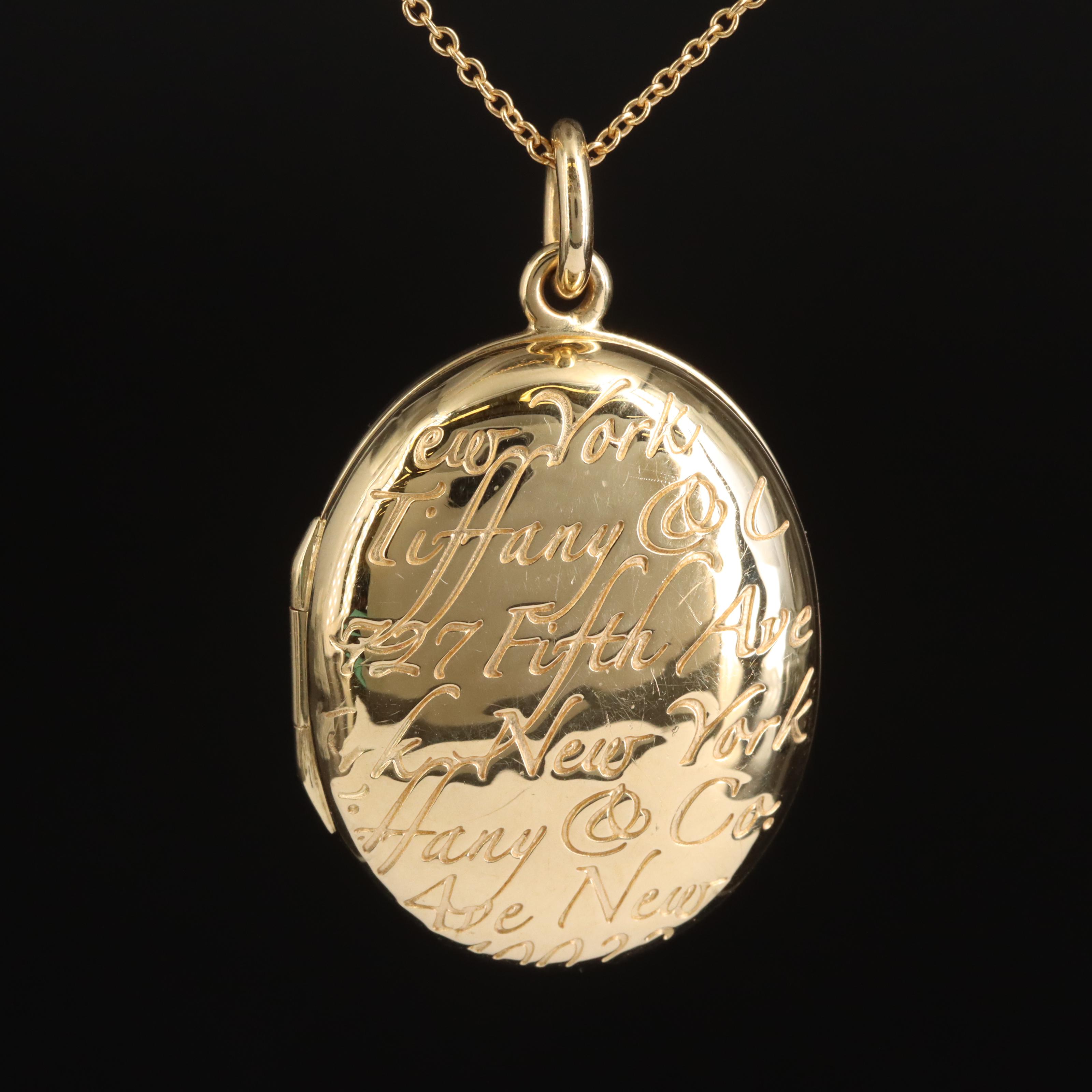 Tiffany & Co. "Notes" 14K Locket on Elsa Peretti for Tiffany & Co. 18K ...