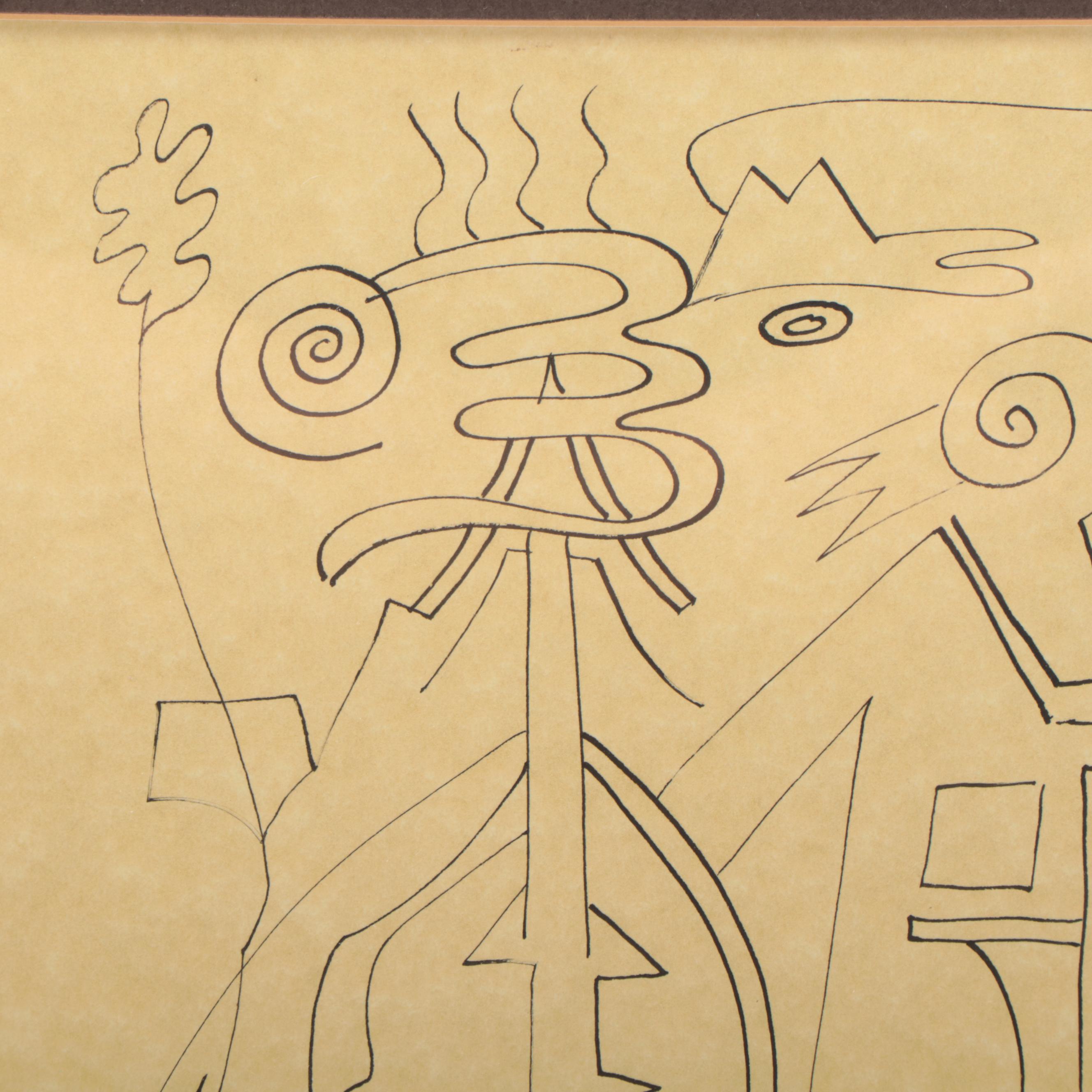 Phyllis Trager Hyman Ink Drawing of Abstract Figures | EBTH