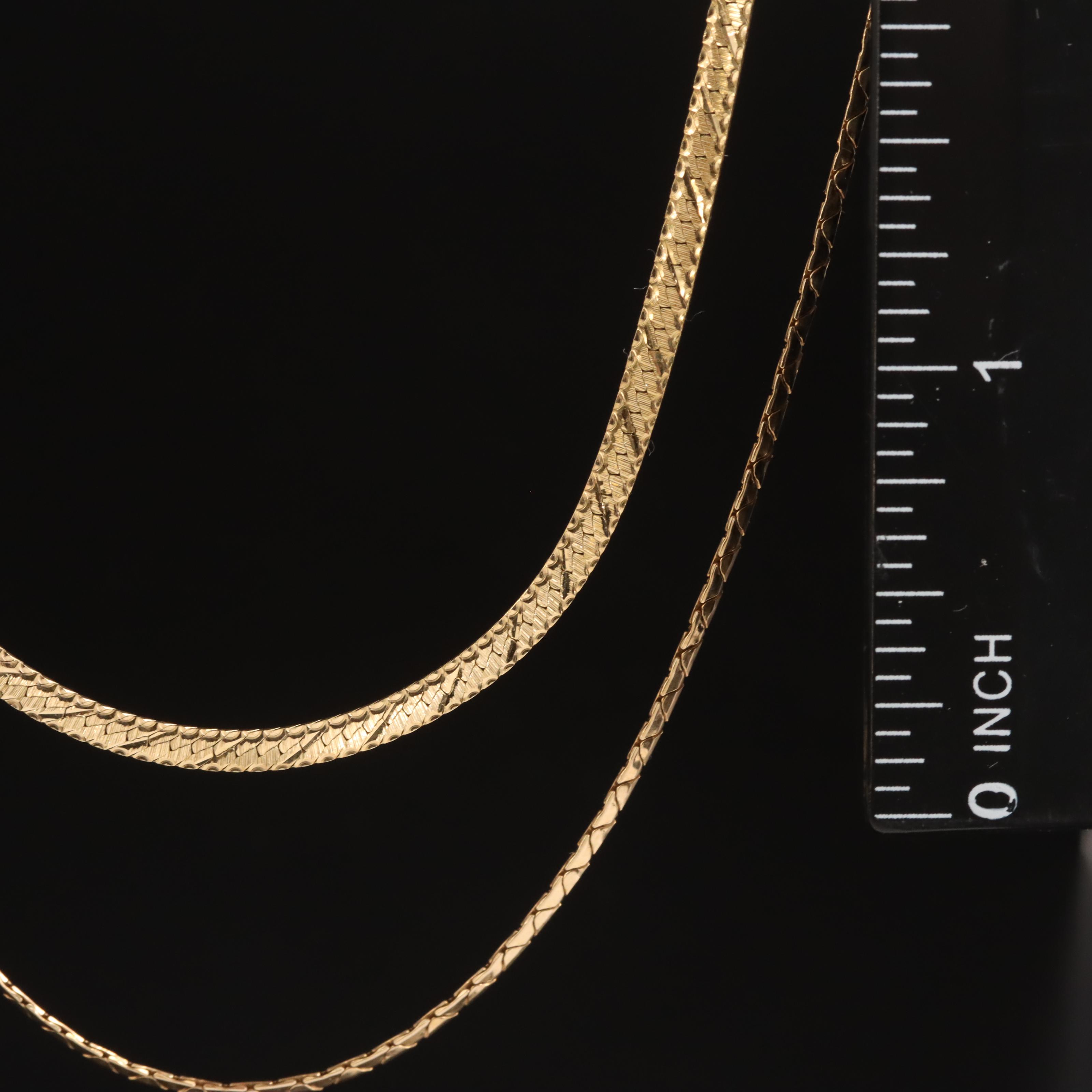 14K Herringbone and Cobra Chain Necklaces | EBTH
