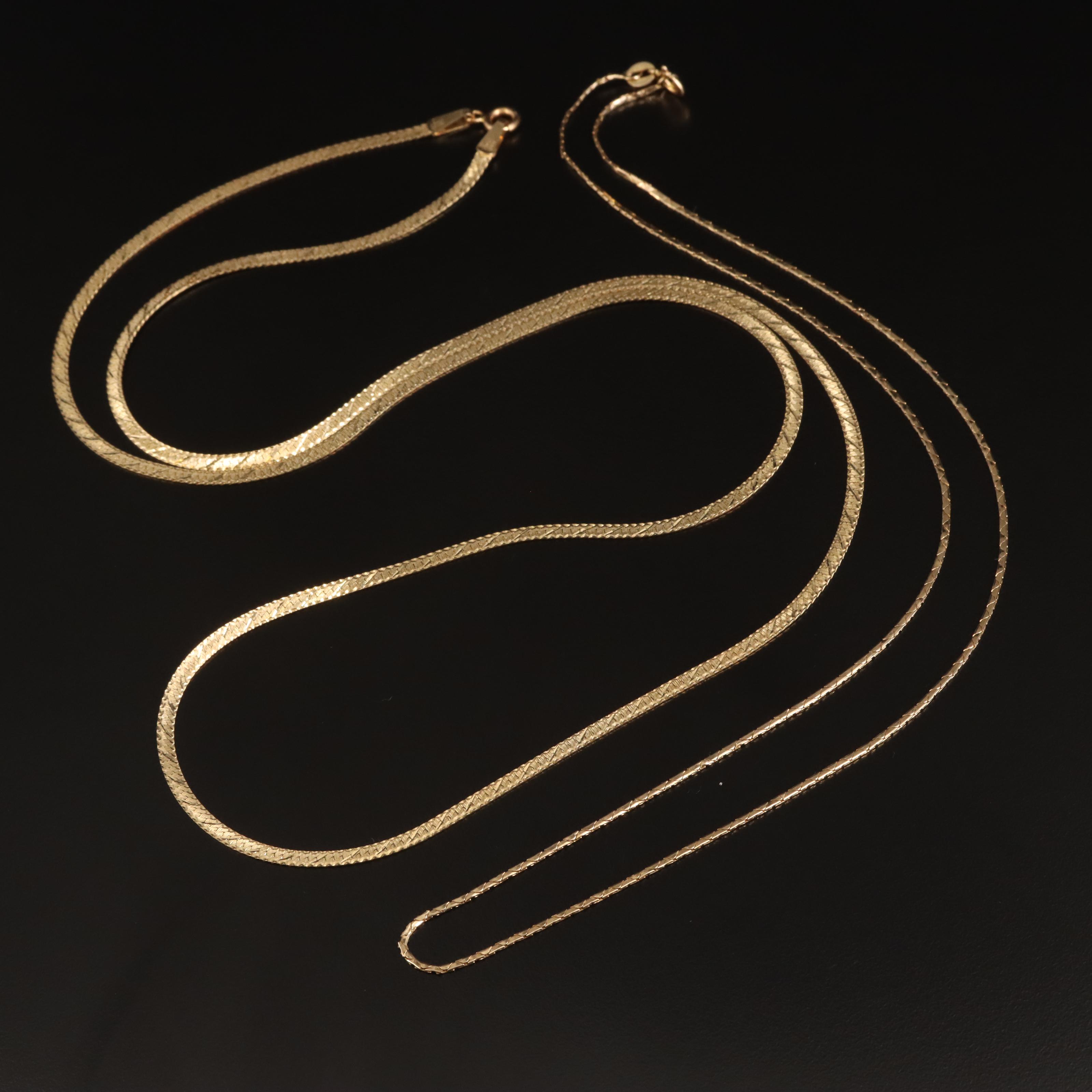 14K Herringbone and Cobra Chain Necklaces | EBTH