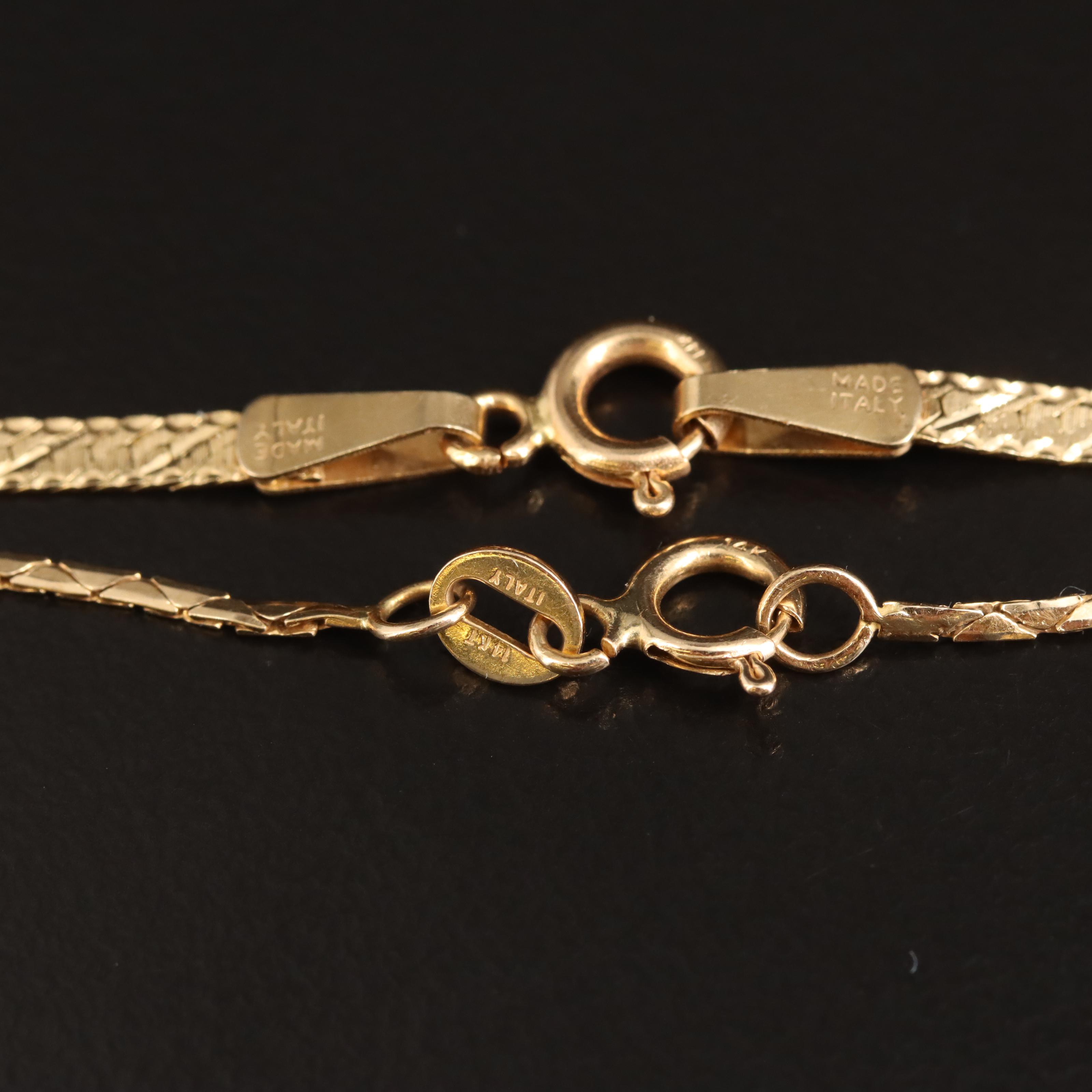 14K Herringbone and Cobra Chain Necklaces | EBTH