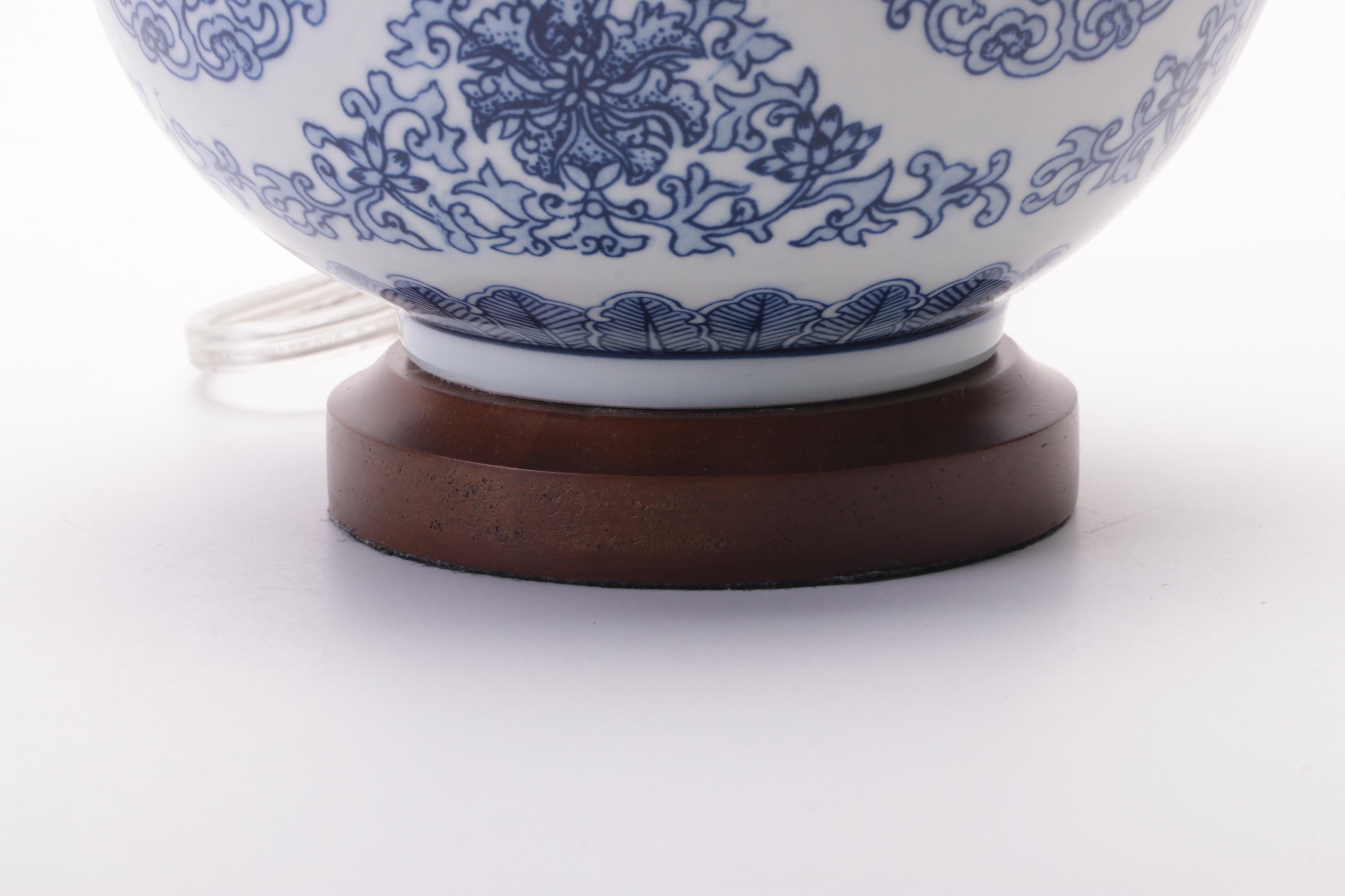 Pair of Ralph Lauren "Lauren" Blue and White Double Gourd Porcelain ...