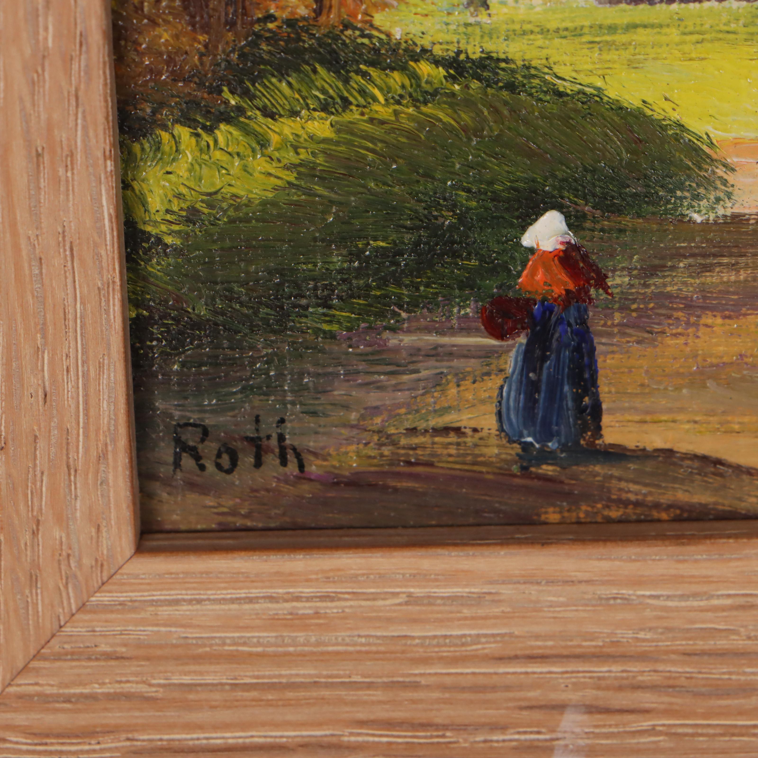 Carl Roth Oil Painting of Figure in Landscape | EBTH
