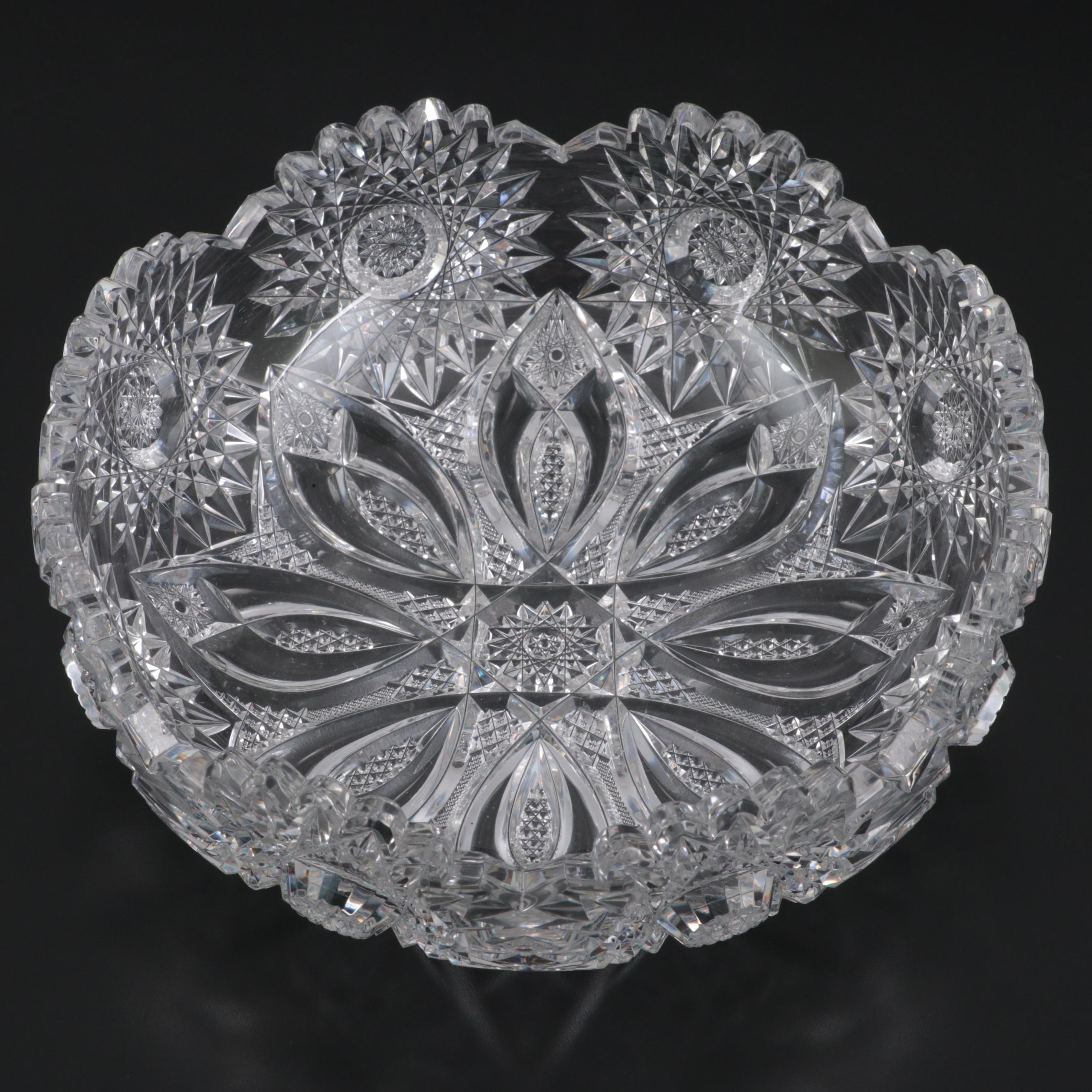 American Brilliant Starburst Cut Glass Bowl, Late 19th/ Early 20th ...