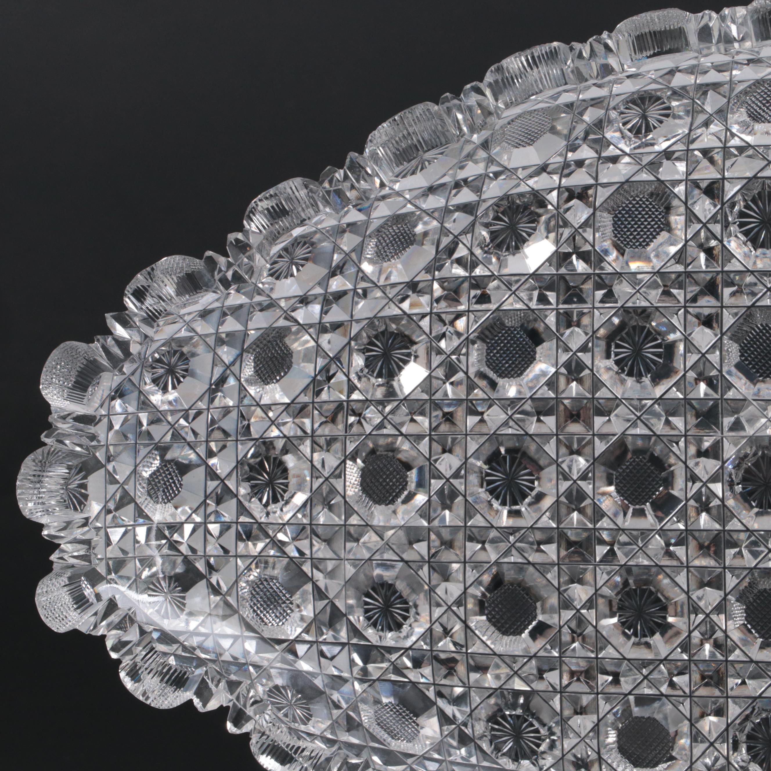 American Brilliant Harvard Pattern Cut Glass Ice Cream Tray | EBTH