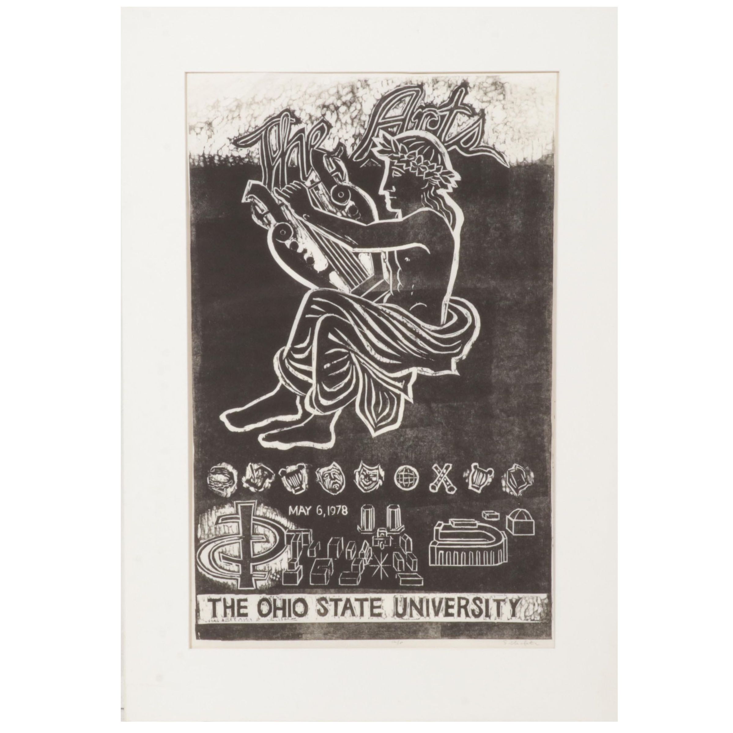 Sidney Chafetz Woodcut Poster for OSU's College of the Arts, 1978 | EBTH