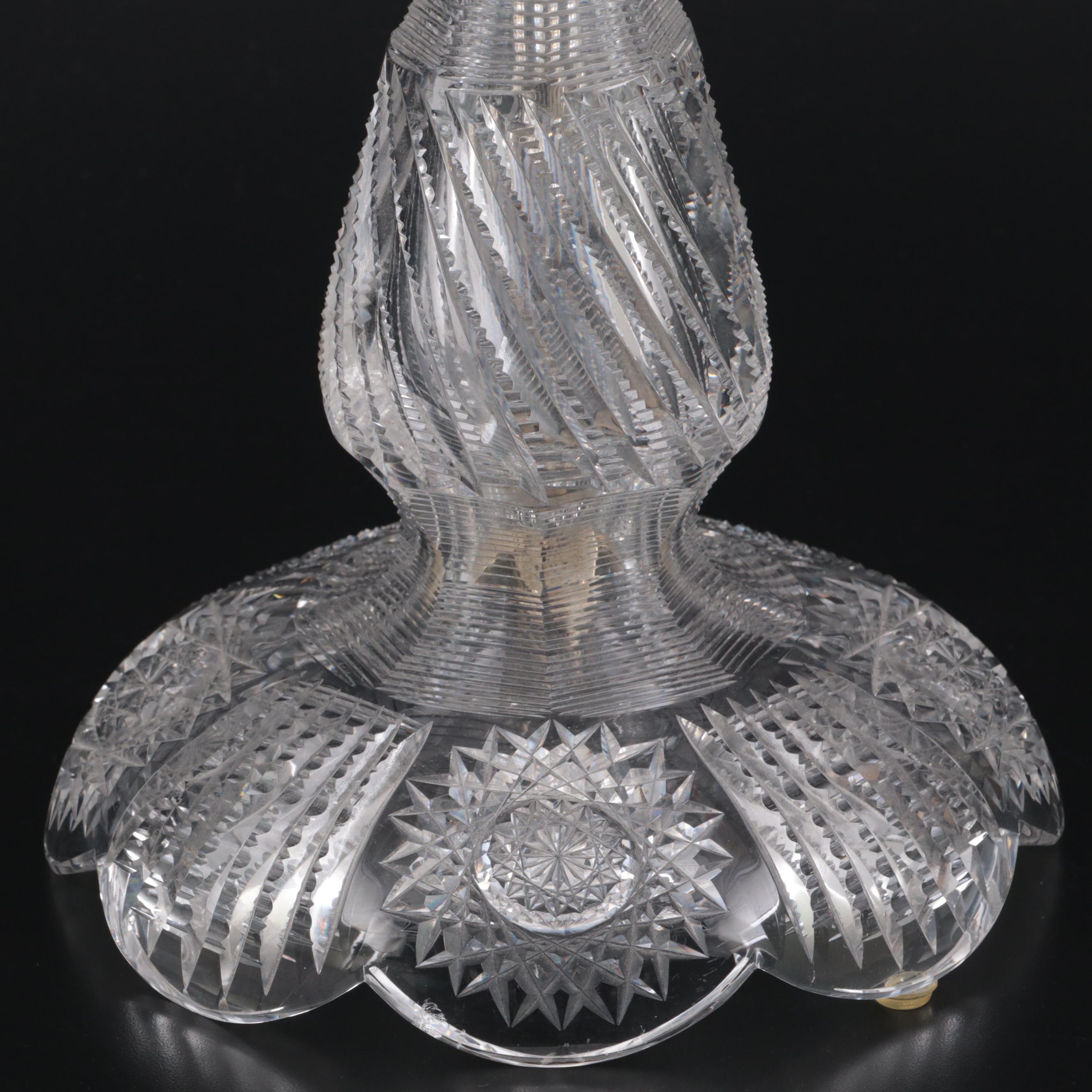 H. C. Fry American Brilliant Cut Glass Mushroom Table Lamp, Early 20th ...