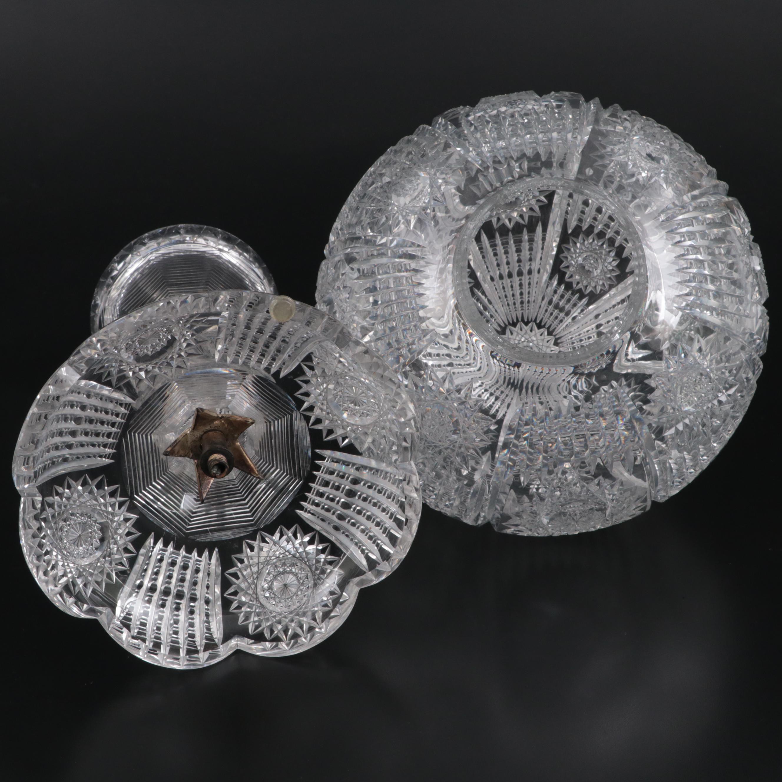H. C. Fry American Brilliant Cut Glass Mushroom Table Lamp, Early 20th ...