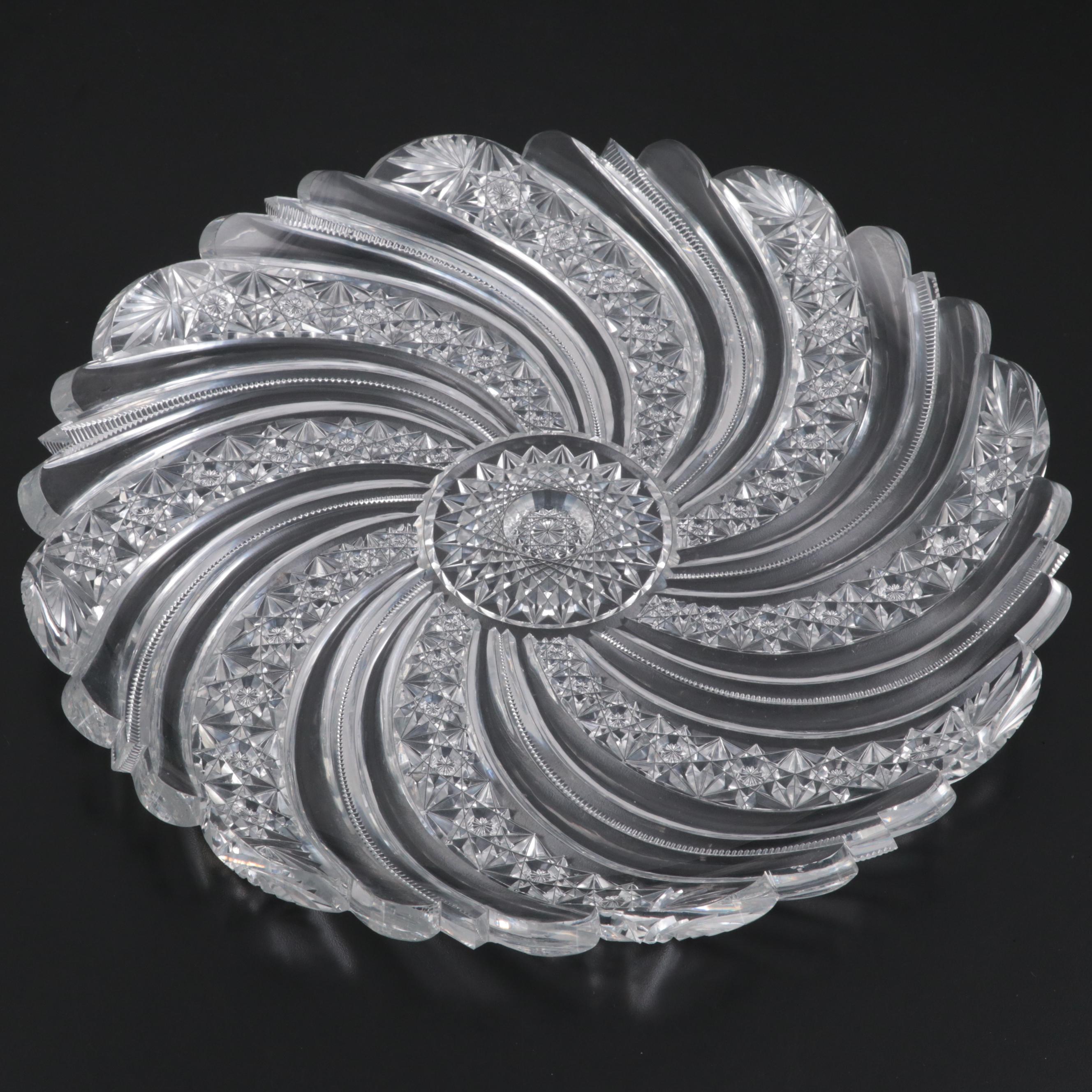 L. Straus & Sons "Peerless" American Brilliant Cut Glass Tray, Late ...