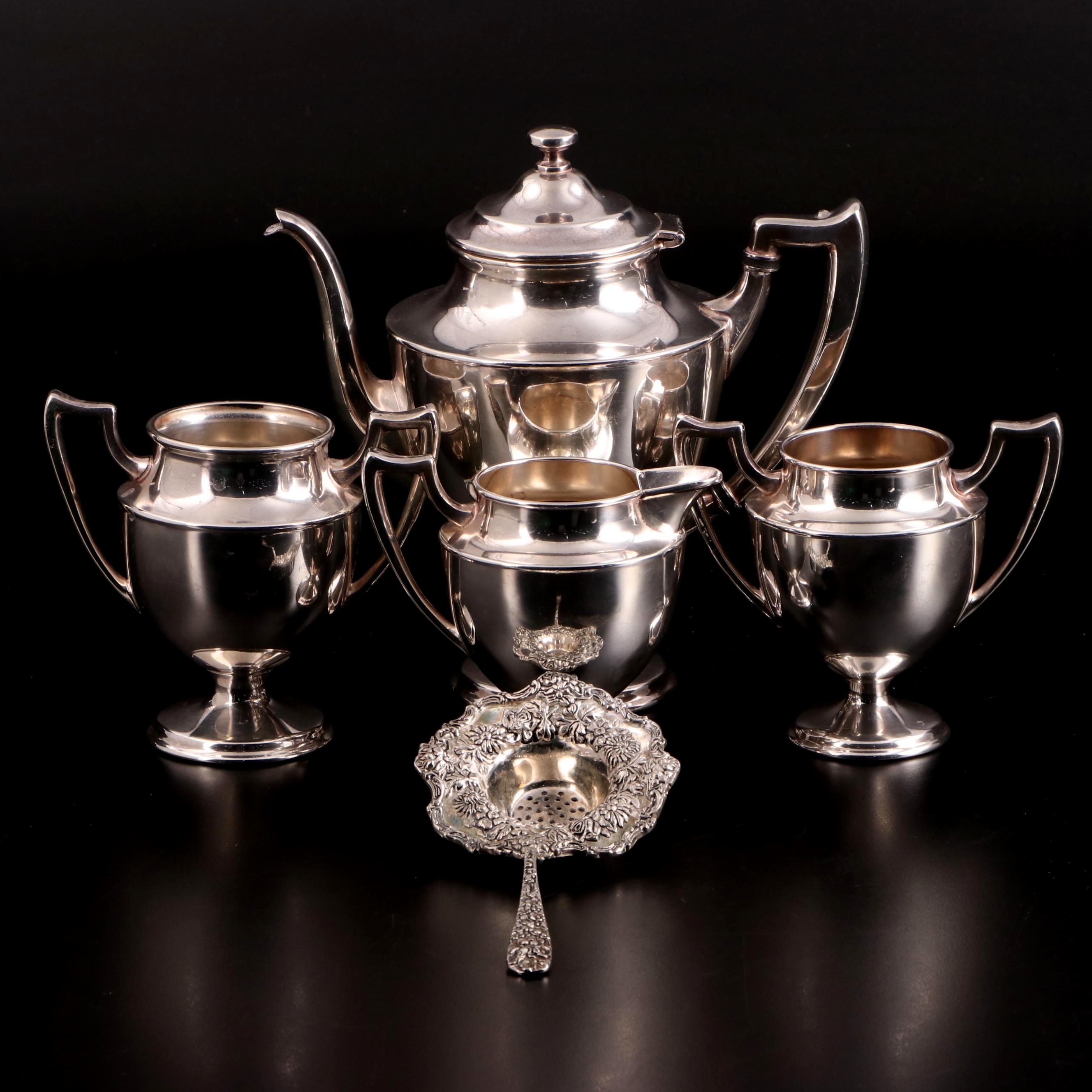 Van Bergh Silver Plate Co. Coffee Set with Godinger Tea Strainer | EBTH