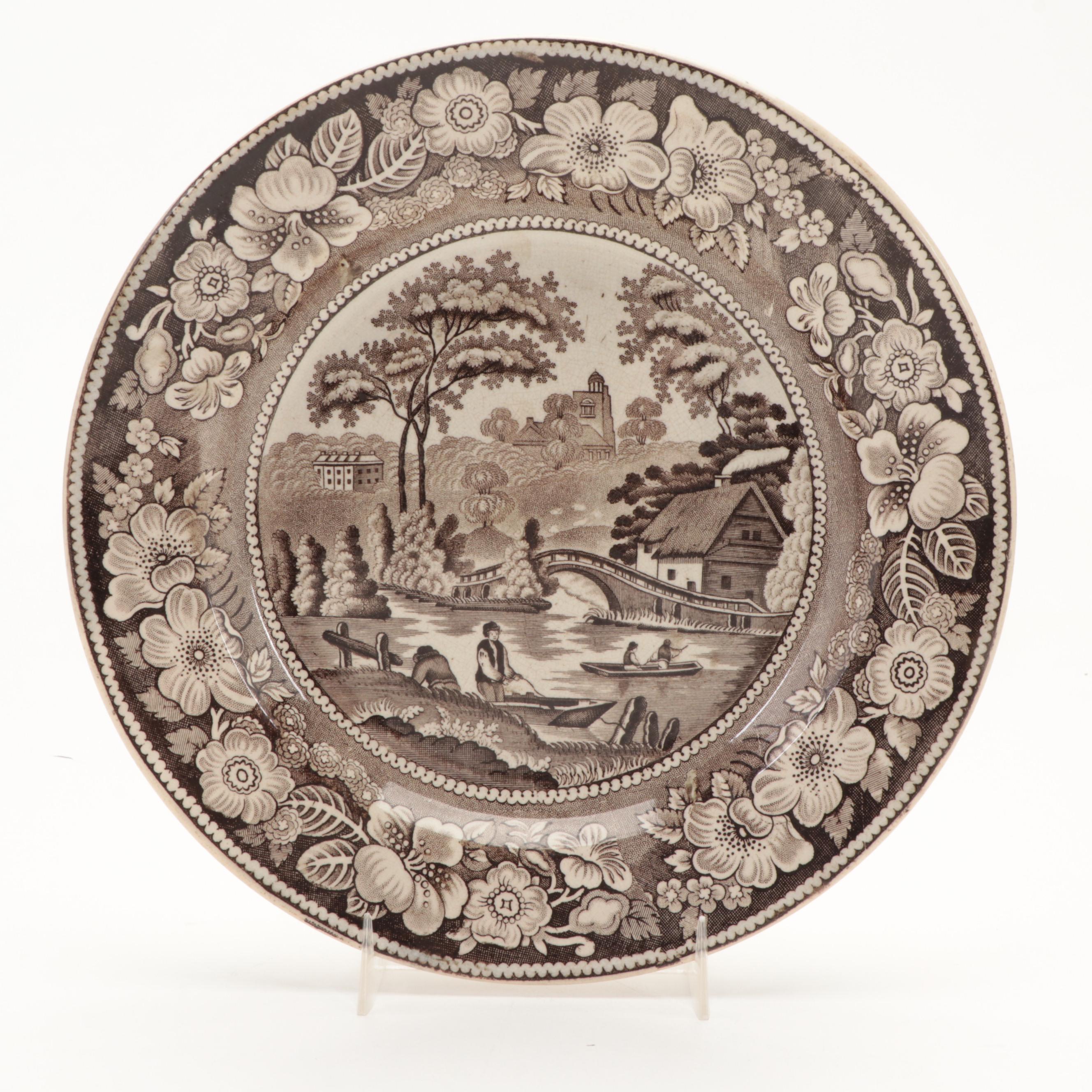 Spode "Delft" and Podmore Walker & Co. "Wild Rose" Transferware Plates ...